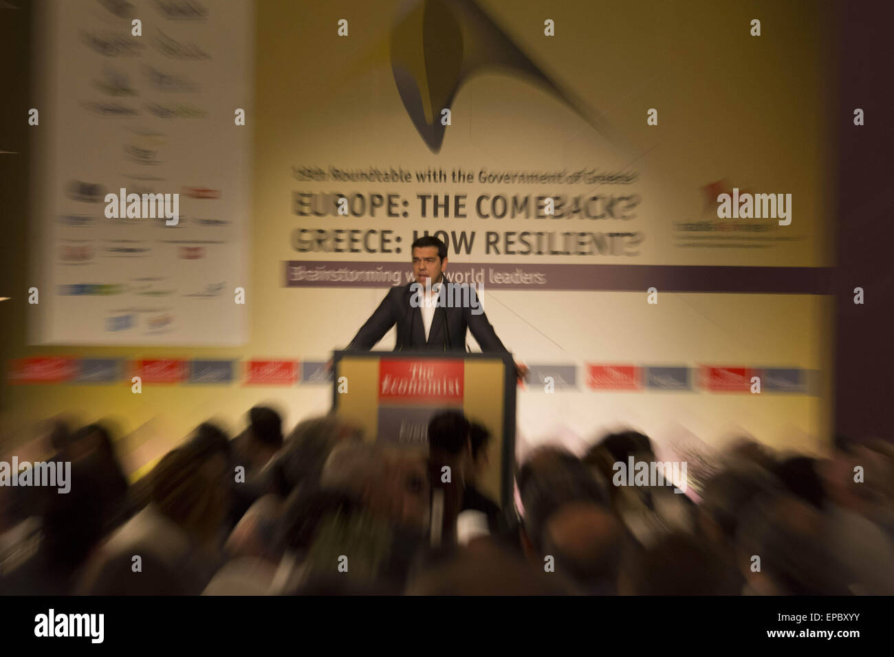 Greek prime minister ALEXIS TSIPRAS addresses participants of the ...
