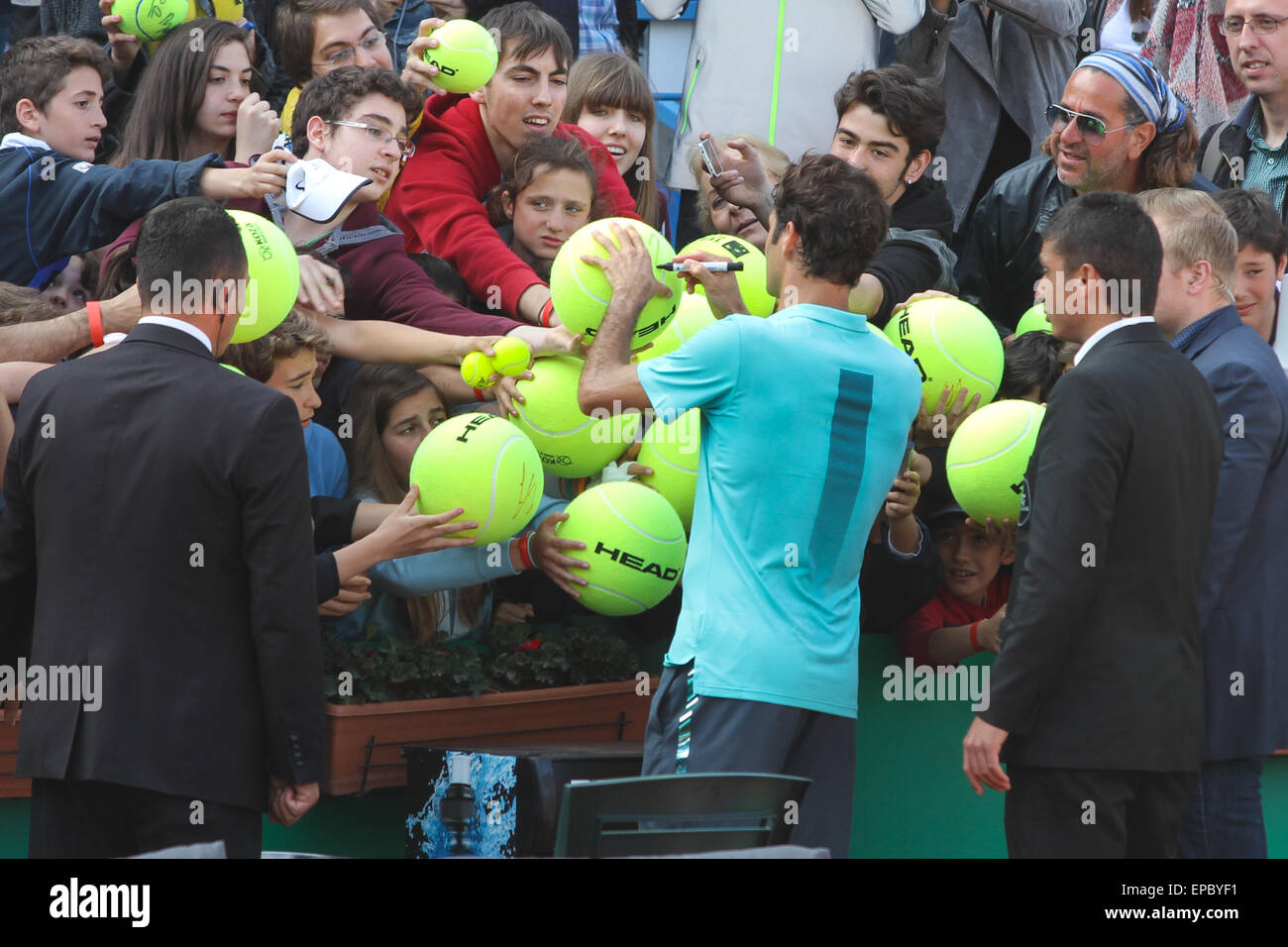 ISTANBUL, TURKEY - MAY 01, 2015: Swiss player Roger Federer signs to ...