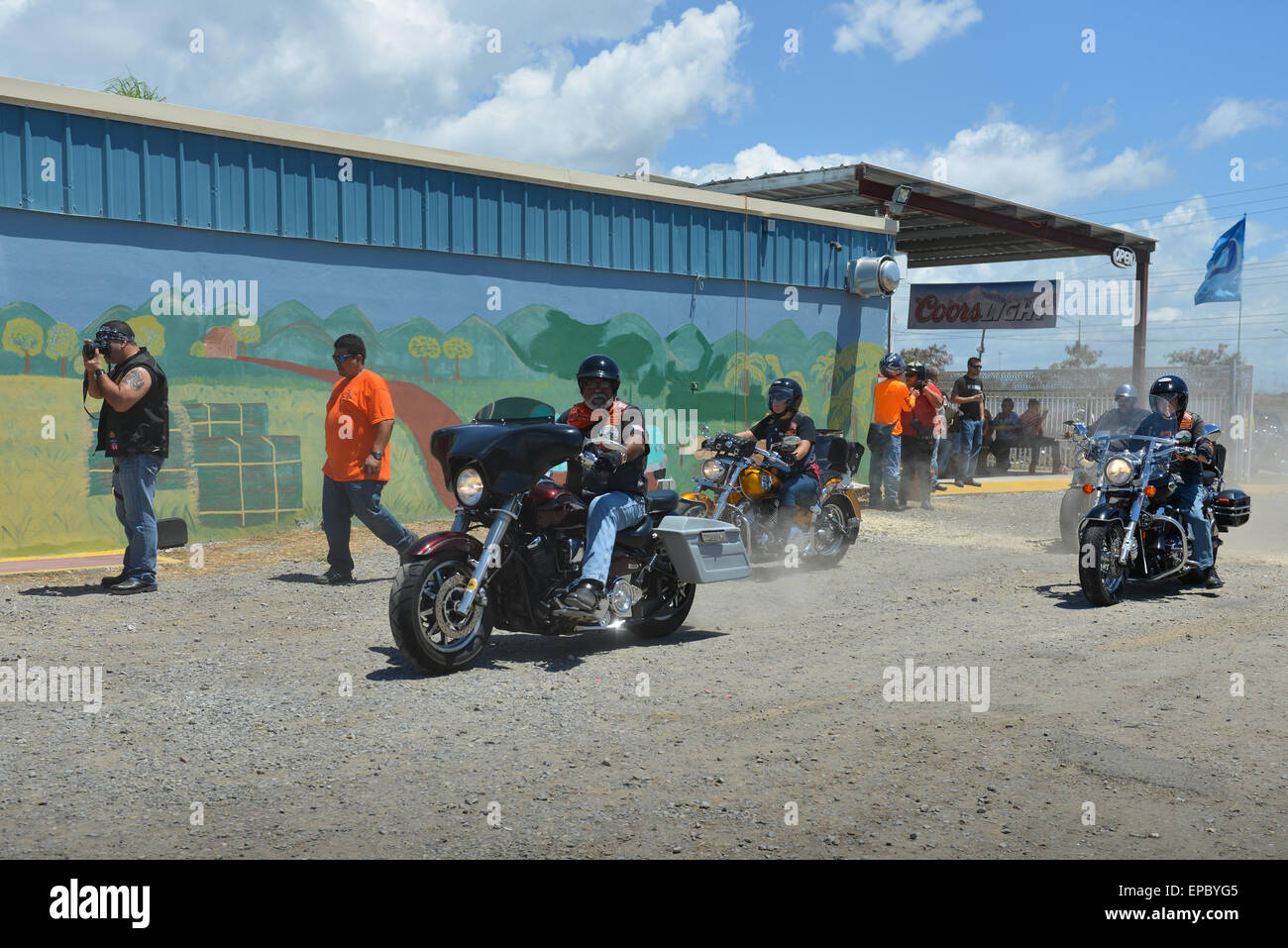 Bikes arriving a at motorcycle event in Ponce, Puerto Rico. Caribbean ...