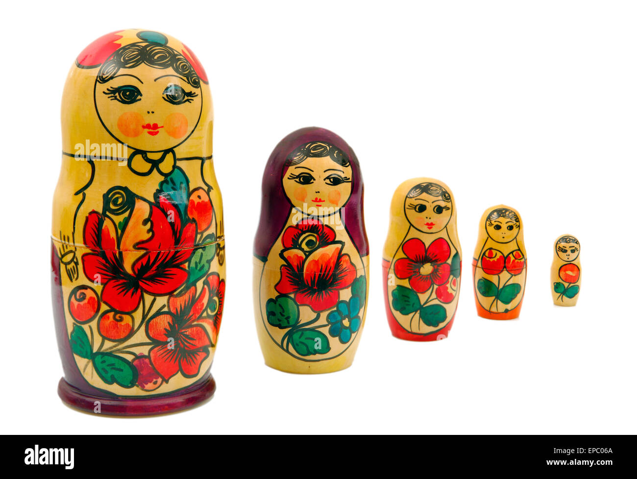 Russian family set doll isolated on white background Stock Photo - Alamy