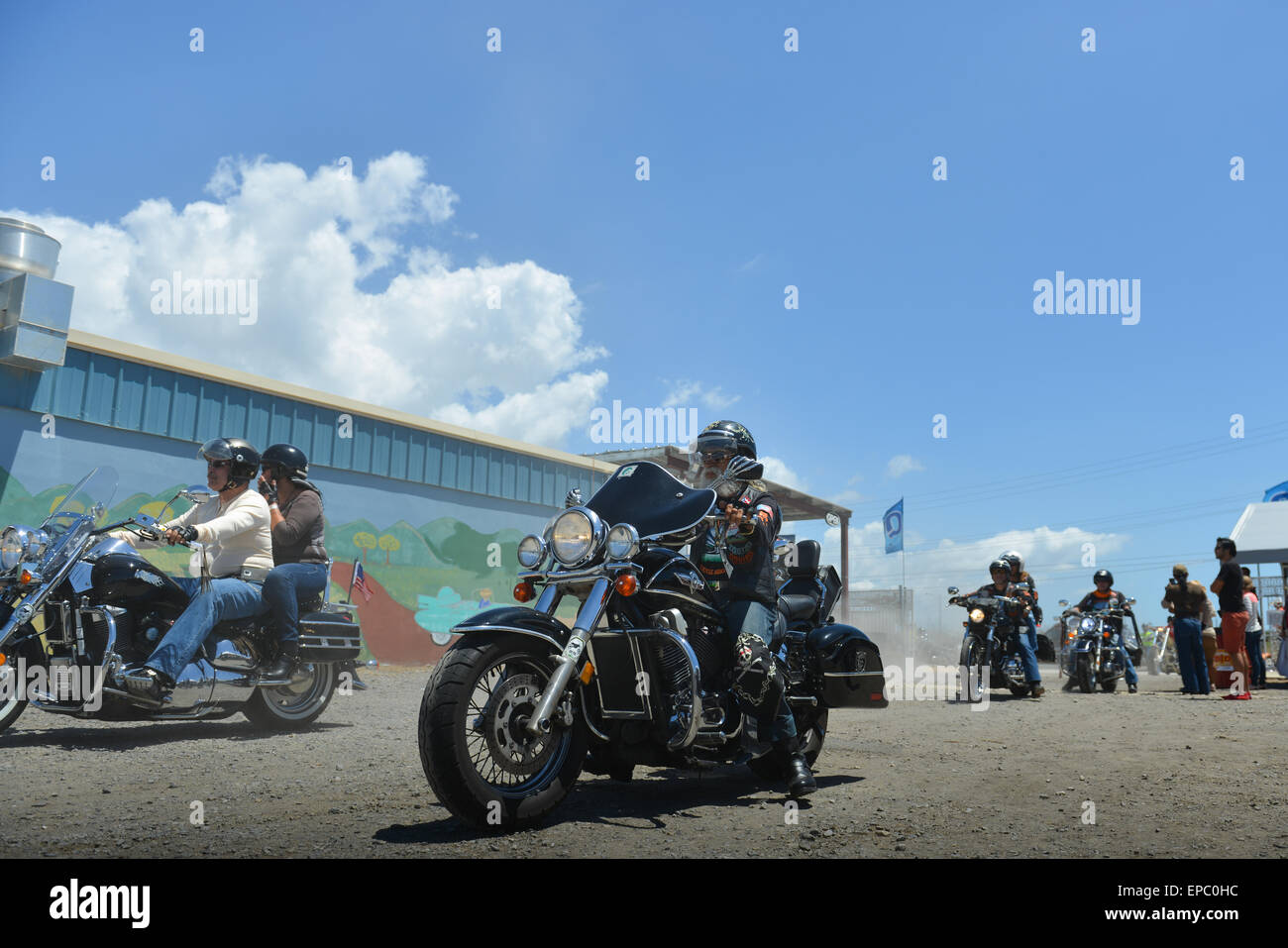 Bikes arriving at a motorcycle event in Ponce, Puerto Rico. Caribbean ...