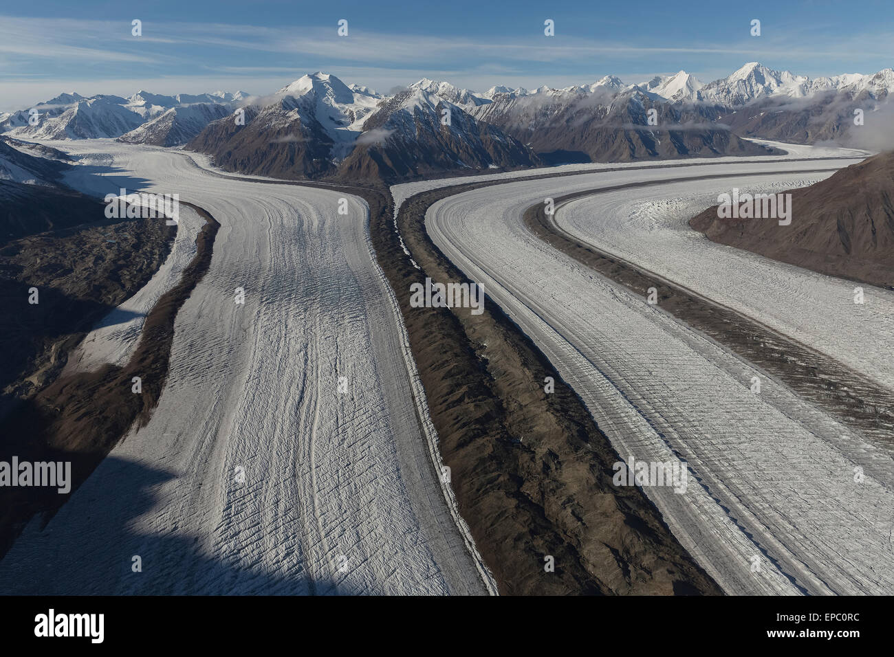 Kaskawalsh Glacier as it flows out of the St. Elias Icefields in Kluane ...