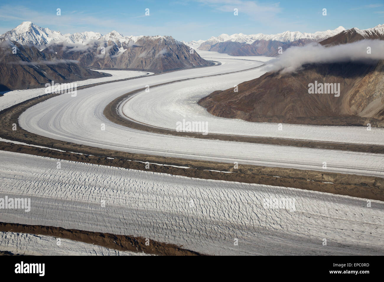Kaskawalsh Glacier as it flows out of the St. Elias Icefields in Kluane ...