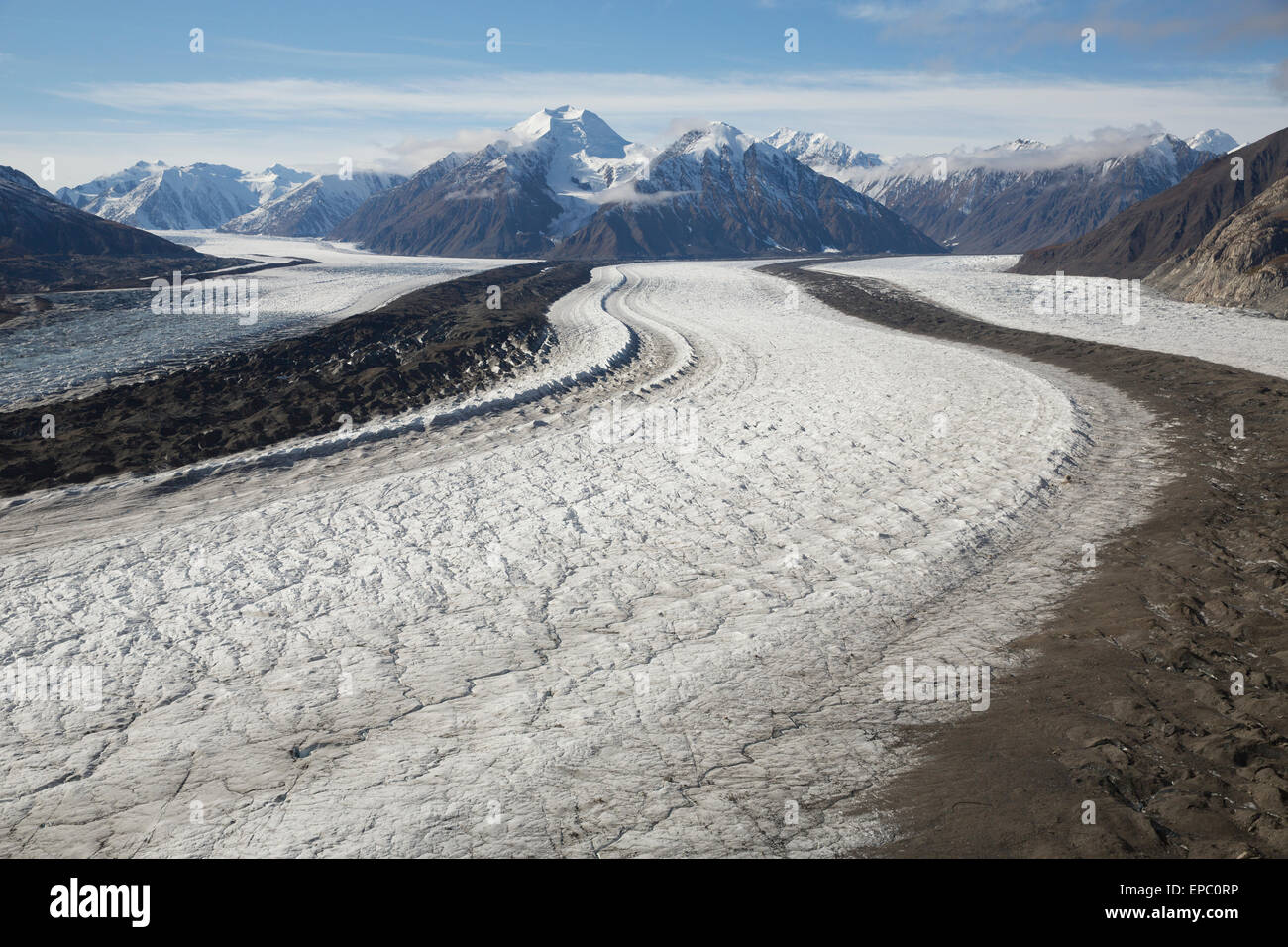 Kaskawalsh Glacier as it flows out of the St. Elias Icefields in Kluane ...