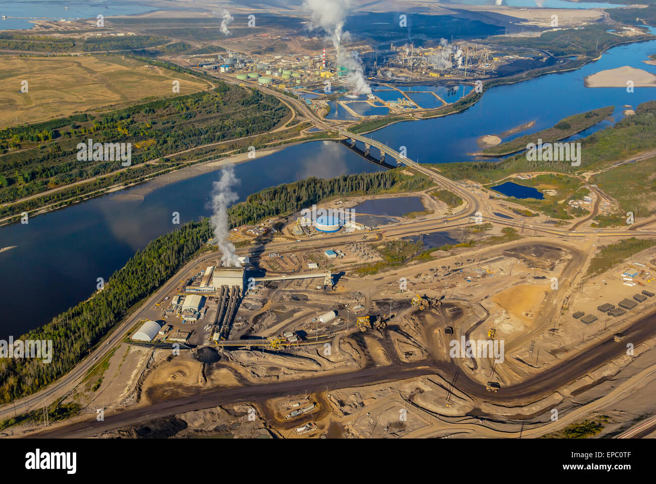 Alberta,River,Athabasca River,oil sand refinery Stock Photo - Alamy