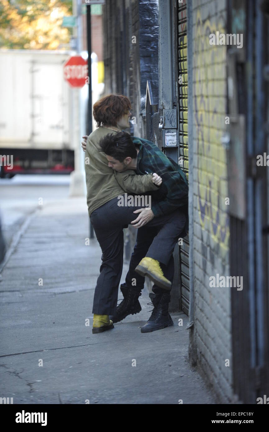 Elle Fanning shooting on location a scene on the set of her upcoming ...