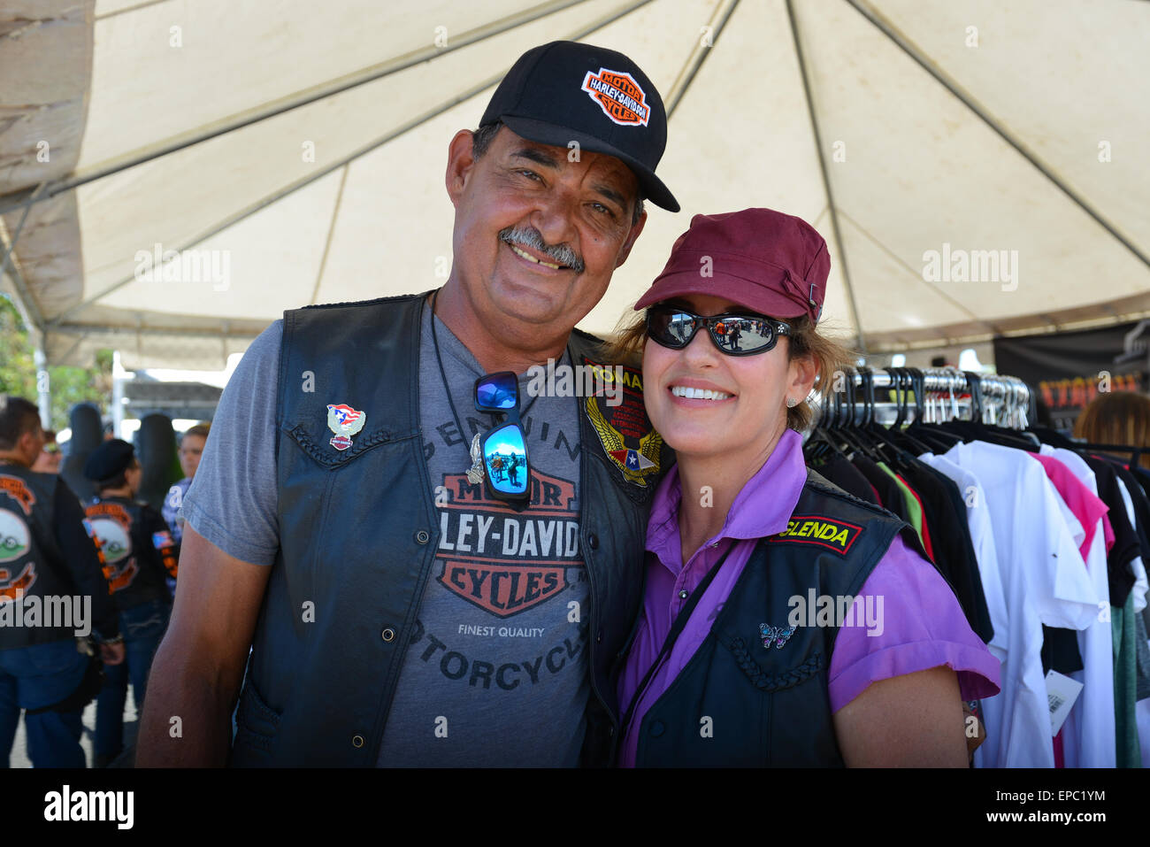 Happy couple at a motorcycle event in Ponce, Puerto Rico. Caribbean ...