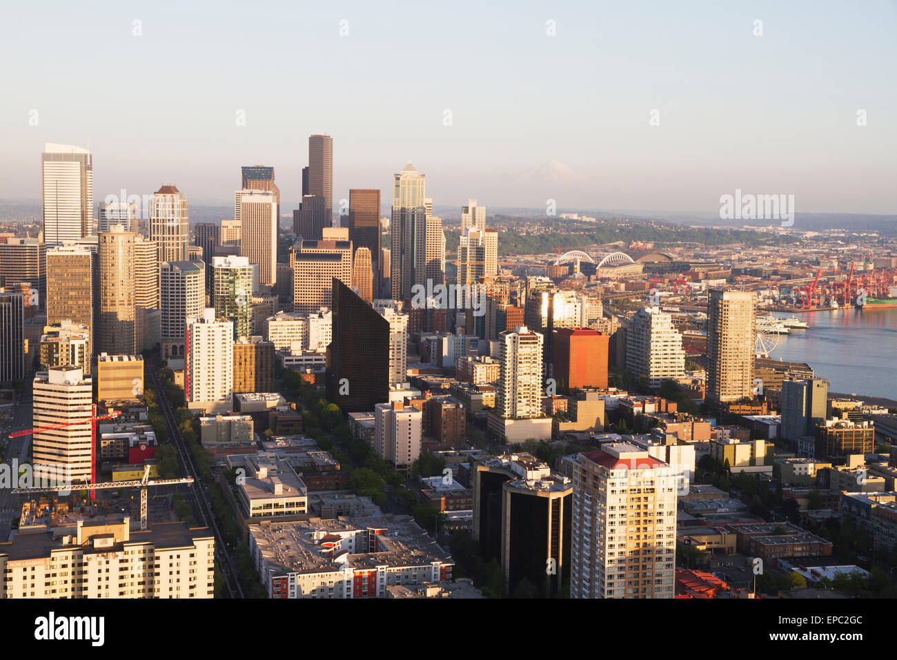 Panoramic view of Seattle from the Space Needle at Seattle Center ...