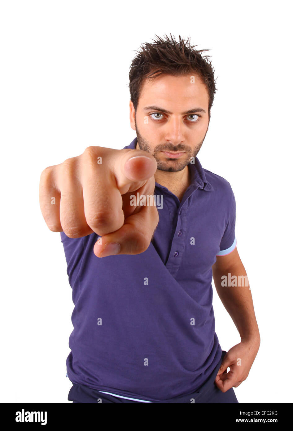 Young man pointing at you. Isolated on white background Stock Photo - Alamy