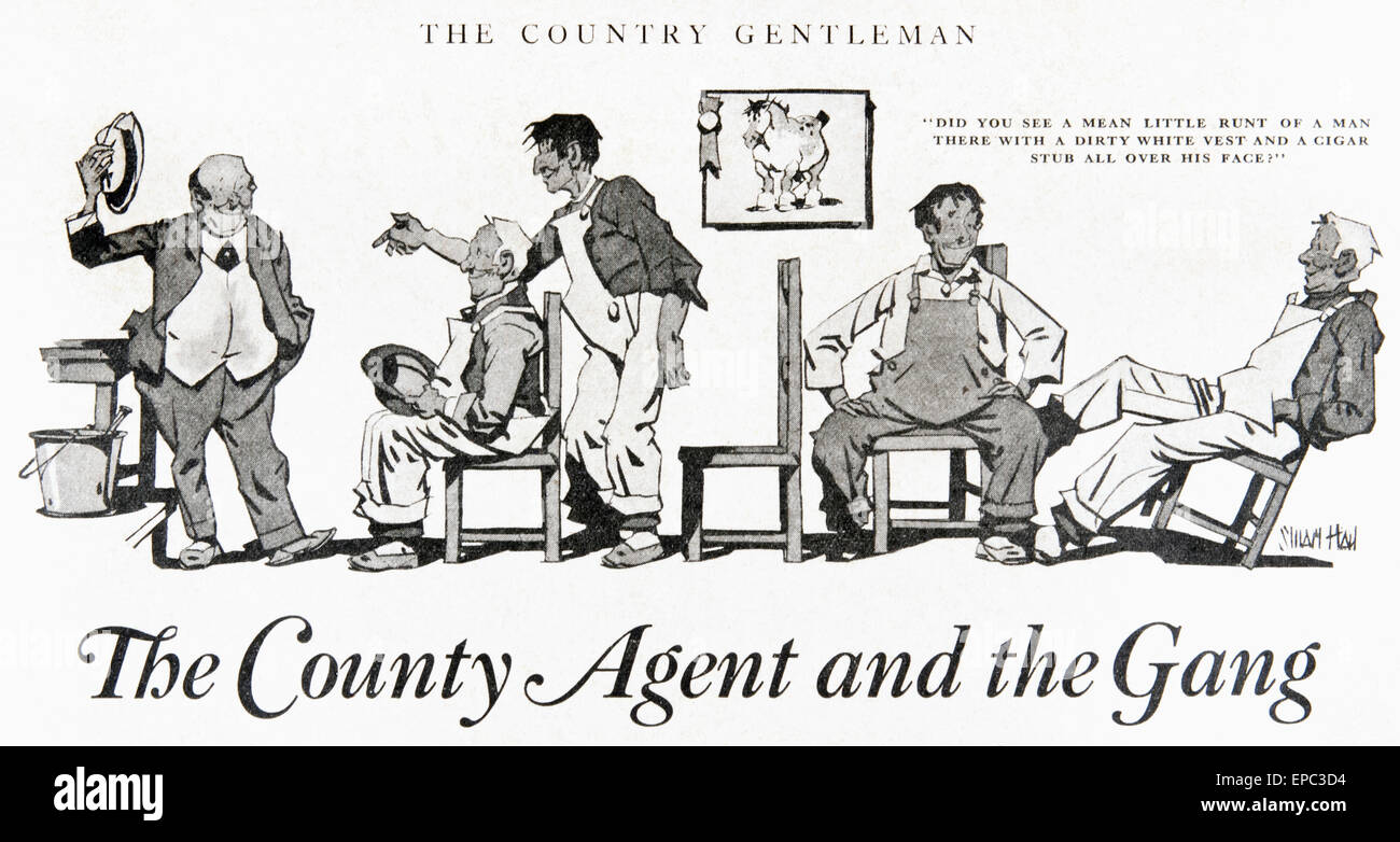 Historic illustration of extension county agent with group of farmers ...
