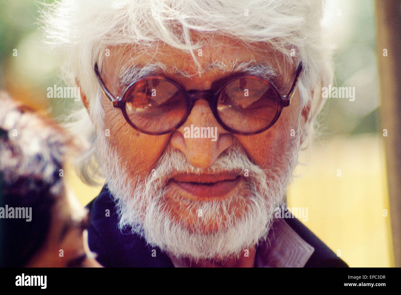 Maqbool Fida Hussain, close up of renowned Indian Painter, one of the ...
