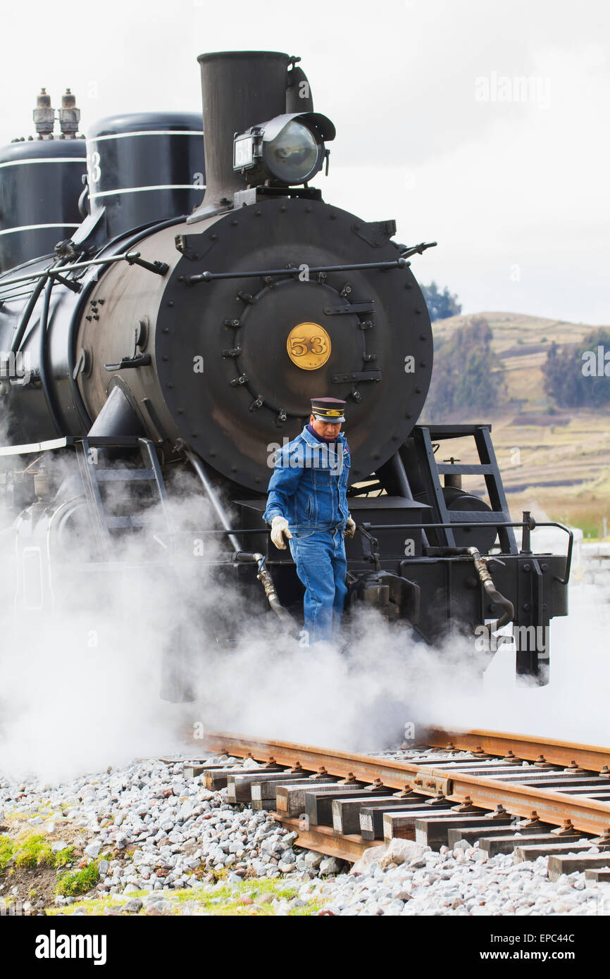 Braker on the Baldwin 2-8-0 steam locomotive of Ferrocarriles del ...