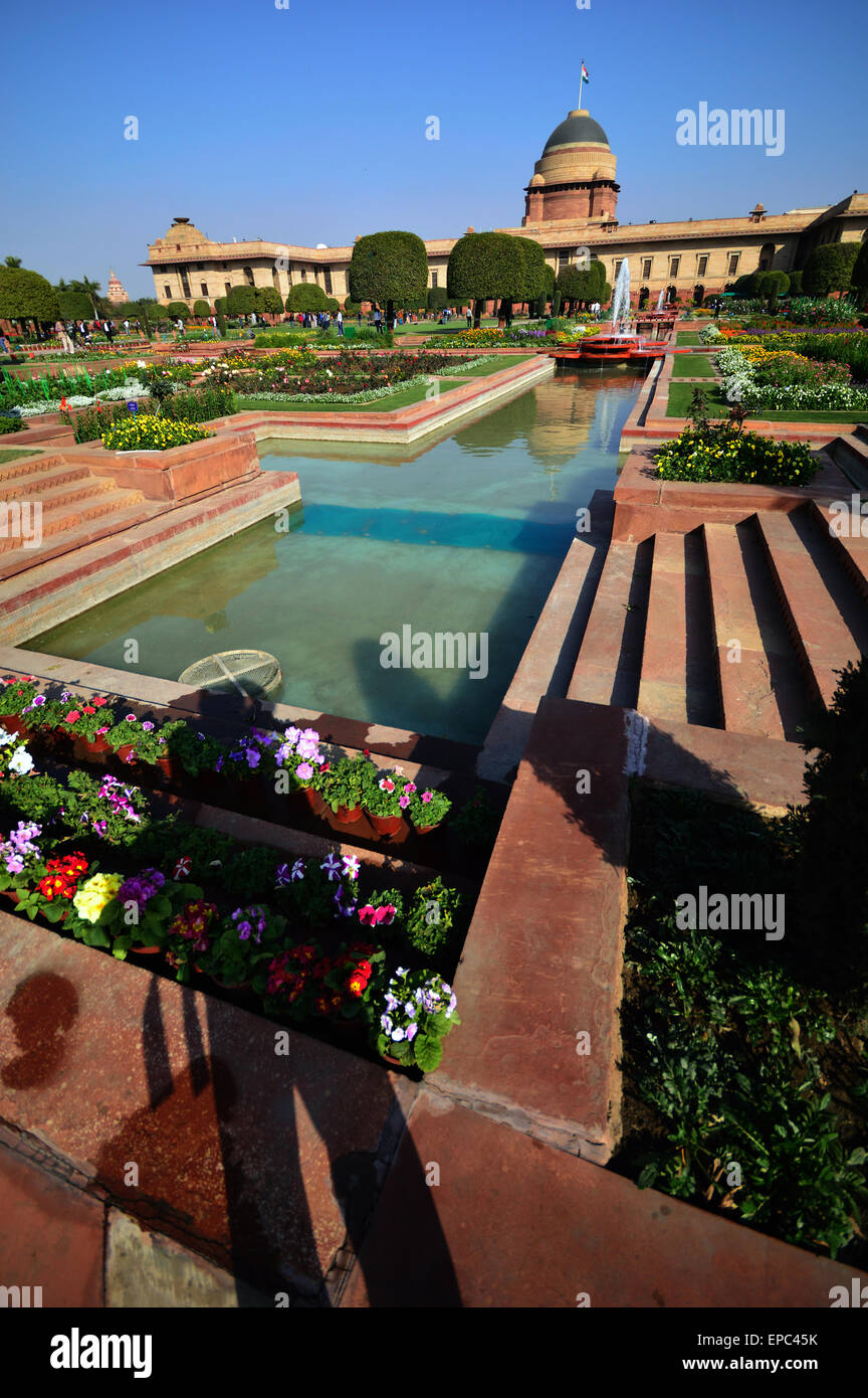 Mughal Gardens a vertical wider view of the magnificent garden with ...