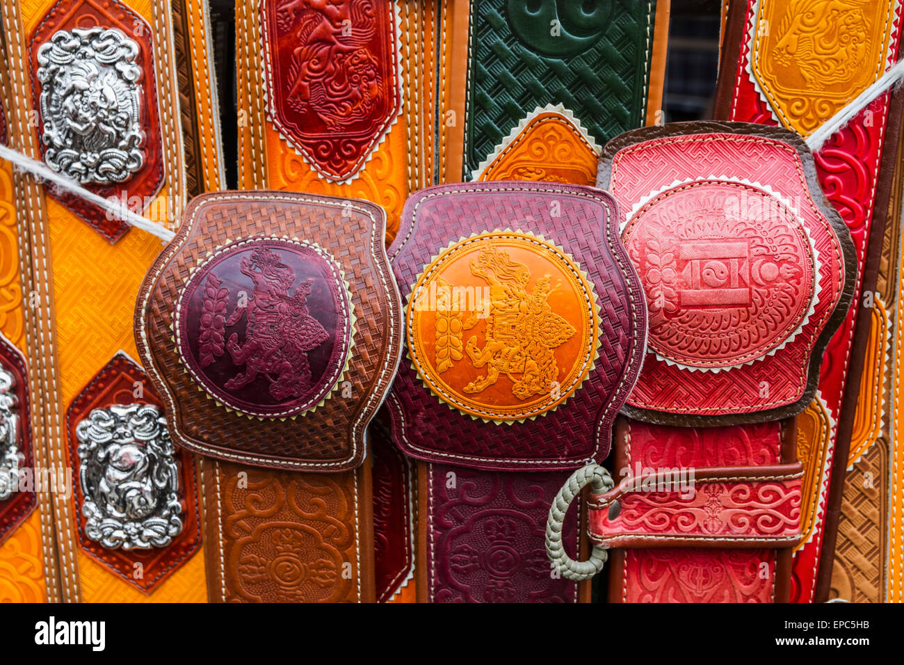 Belts for sale at the Naran Tuul (Black Market), Ulaanbaatar (Ulan ...