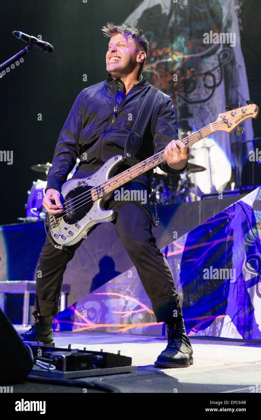 Madison, Wisconsin, USA. 10th May, 2015. Bassist MATT WALST of Three ...