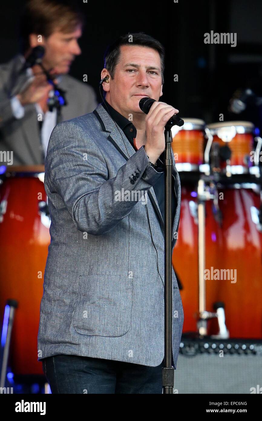 Spandau Ballet perform live on stage as part of a sound check for Jimmy ...