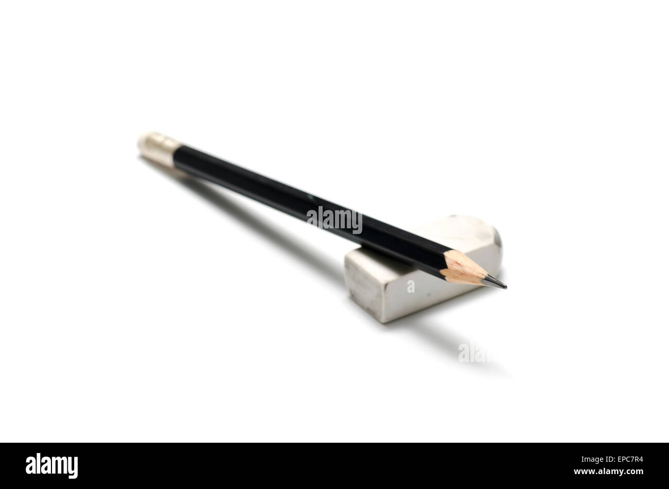 pencil and eraser on a white background Stock Photo - Alamy
