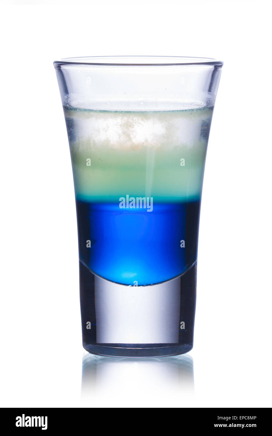 Alcoholic cocktail in shot glass isolated on white Stock Photo - Alamy