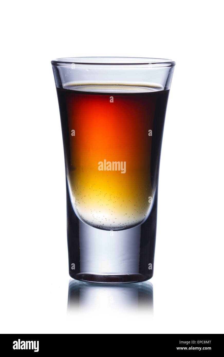 Alcoholic cocktail in shot glass isolated on white Stock Photo - Alamy