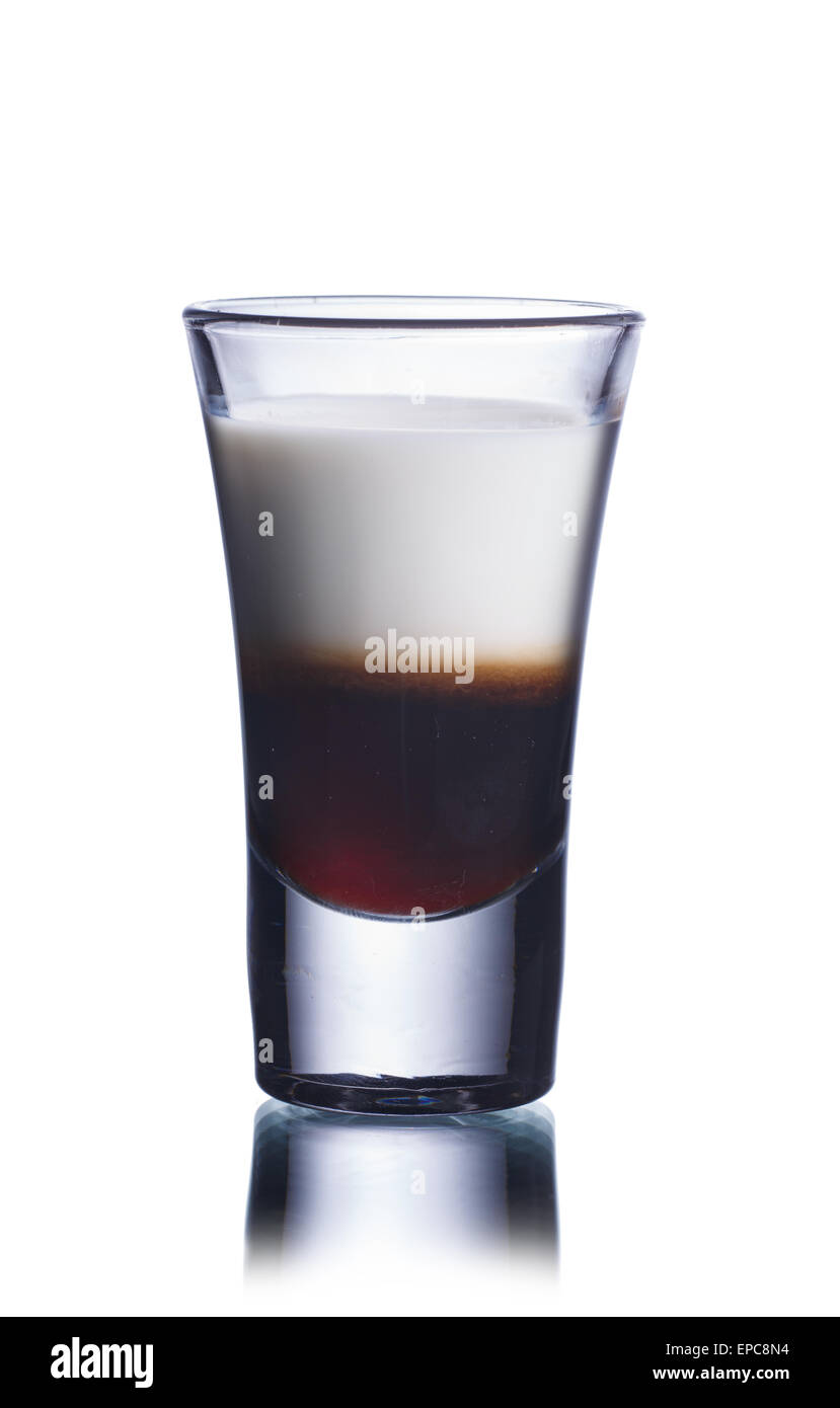 Alcoholic cocktail in shot glass isolated on white Stock Photo - Alamy