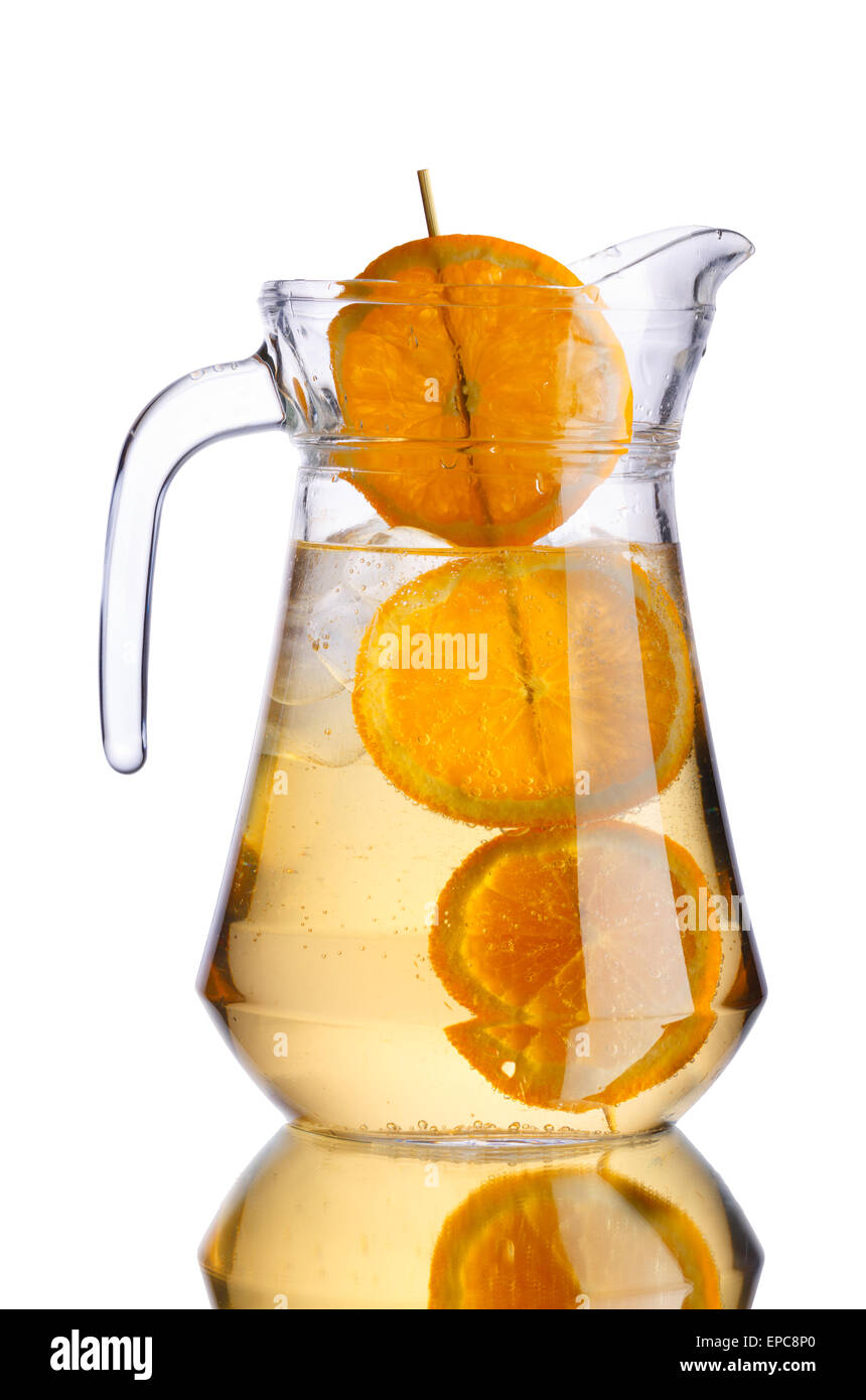 Sparkling alcoholic cocktail with oranges in a pitcher Stock Photo - Alamy