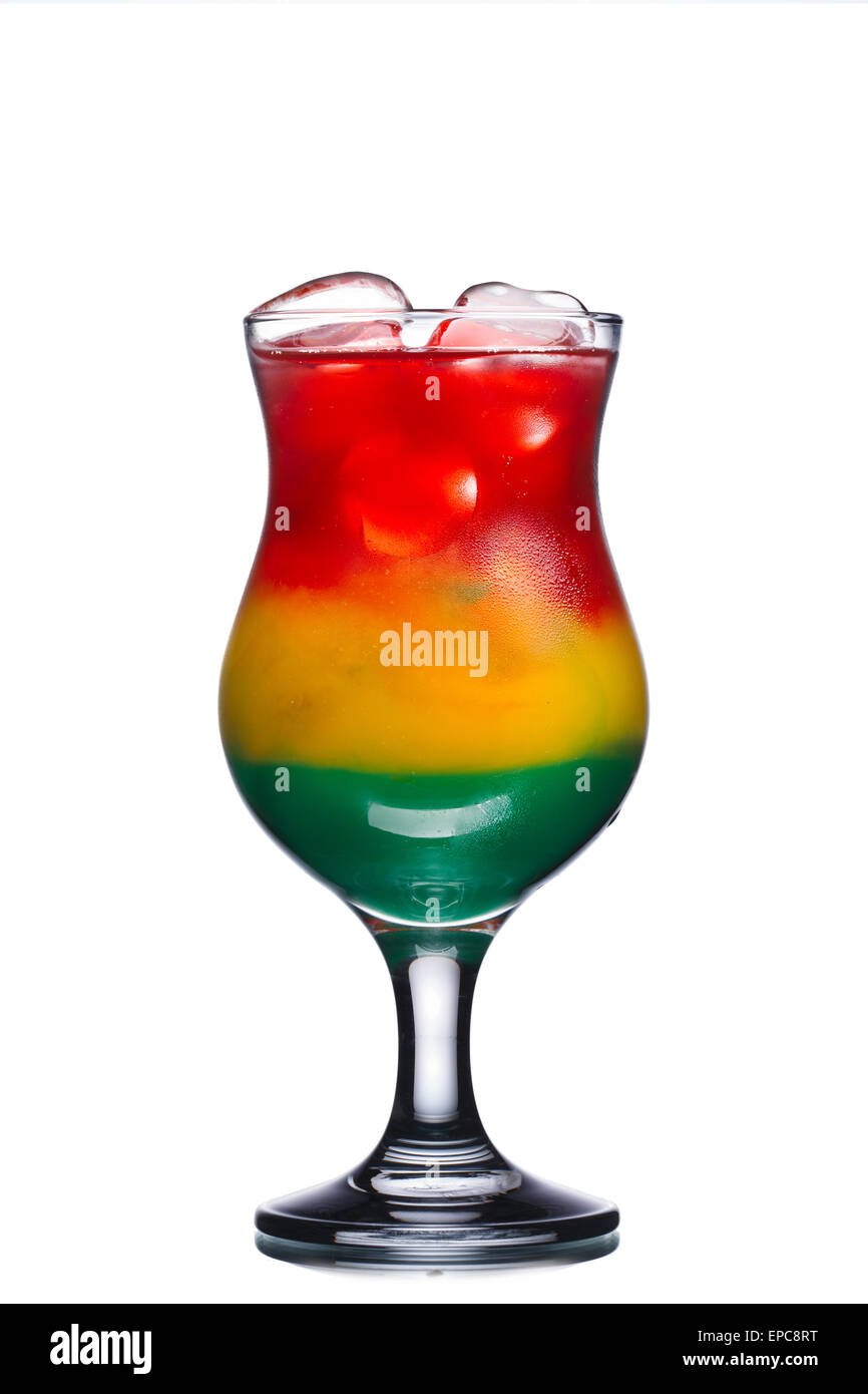 Traffic light styled cocktail in hurricane glass. Fresh, clean look ...