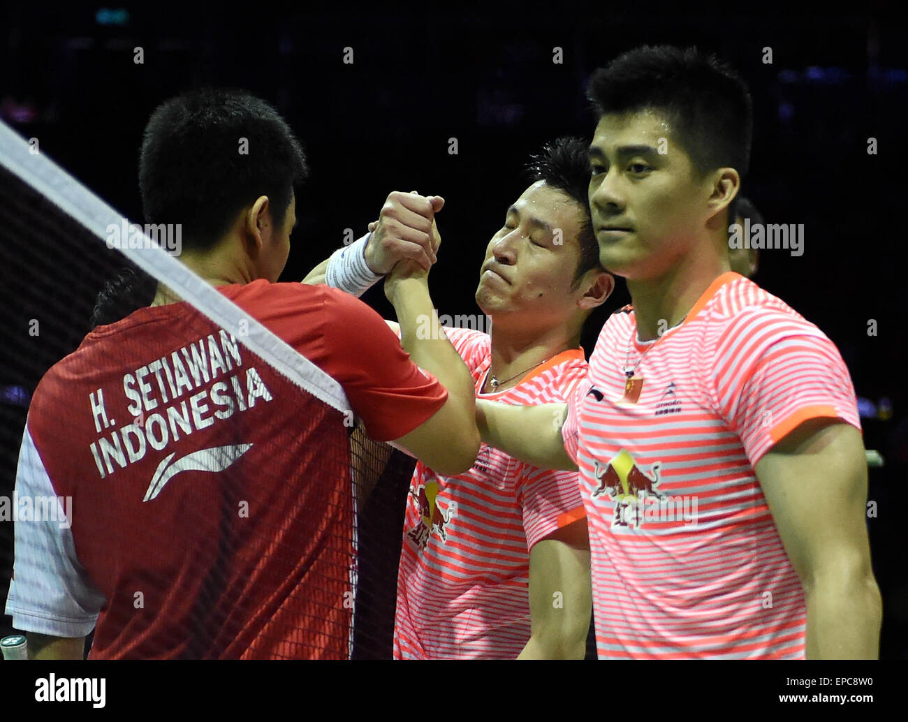 Dongguan, China's Guangdong Province. 16th May, 2015. China's Cai Yun(C ...