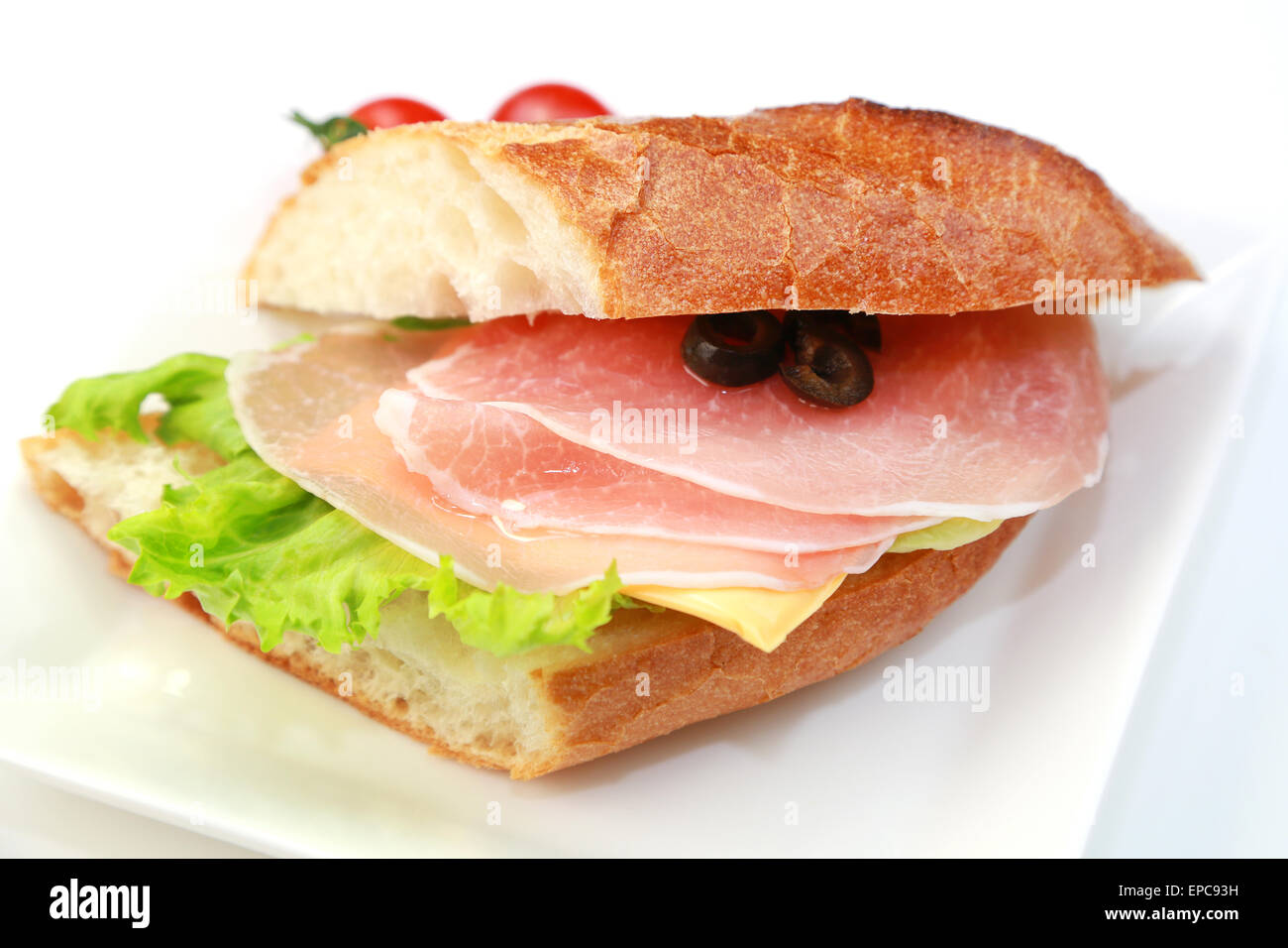 Raw ham sandwich Stock Photo - Alamy