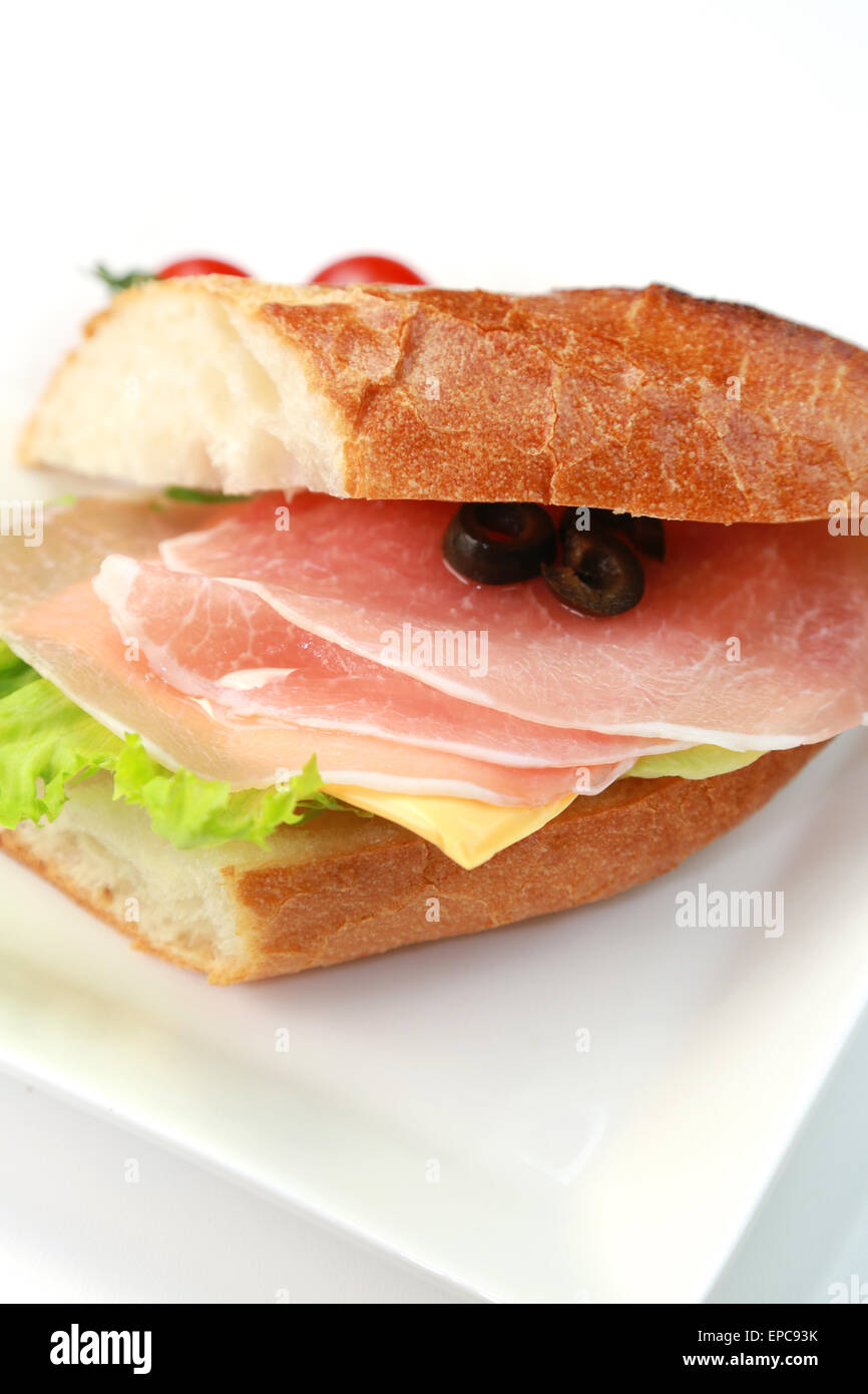 Raw ham sandwich Stock Photo - Alamy