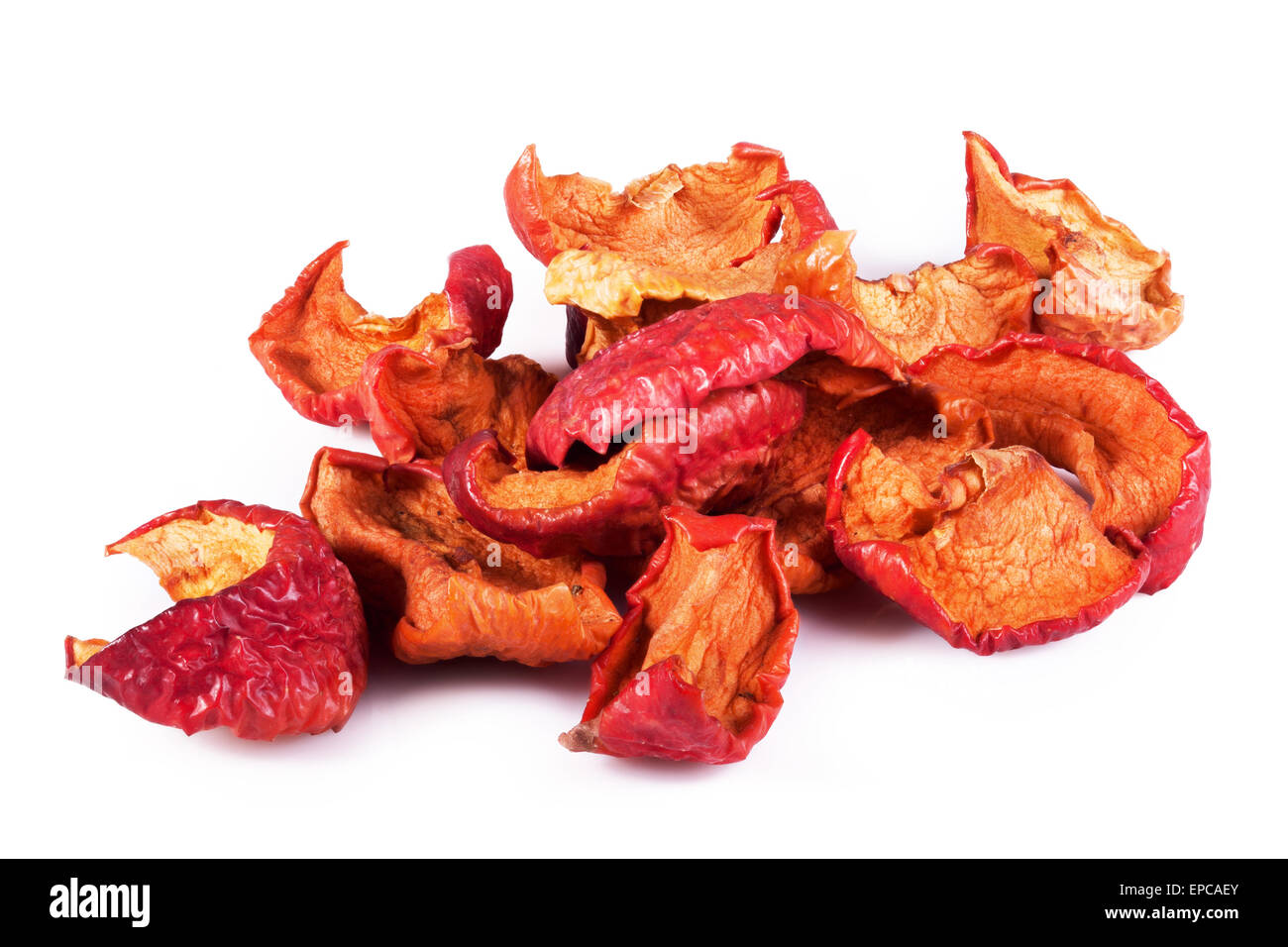 Dried red apples isolated on white background Stock Photo - Alamy