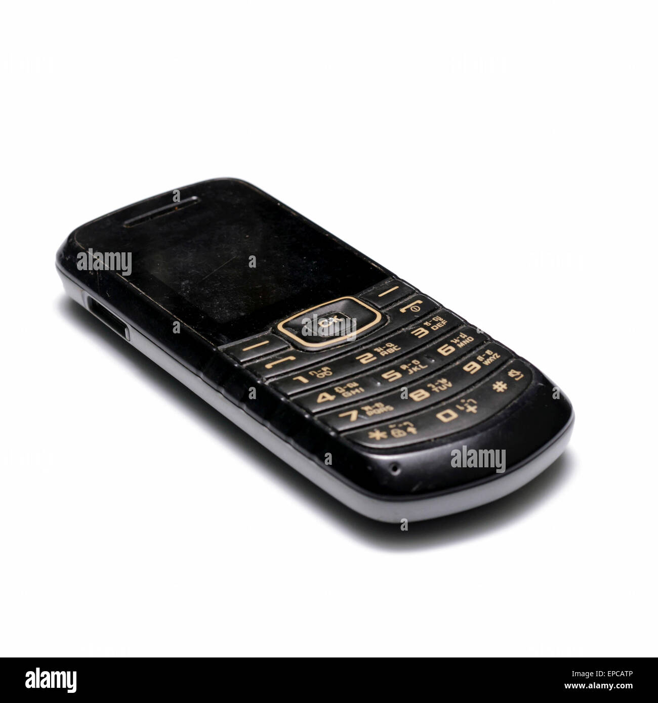 old mobile phone on a white background Stock Photo - Alamy
