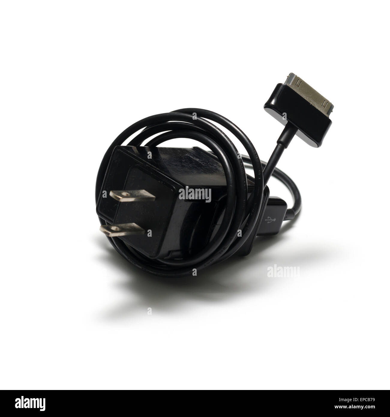 mobile phone charger on a white background Stock Photo - Alamy