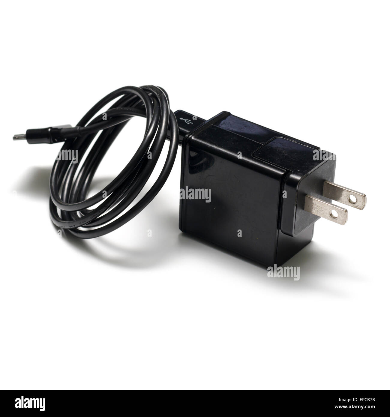 mobile phone charger on a white background Stock Photo - Alamy