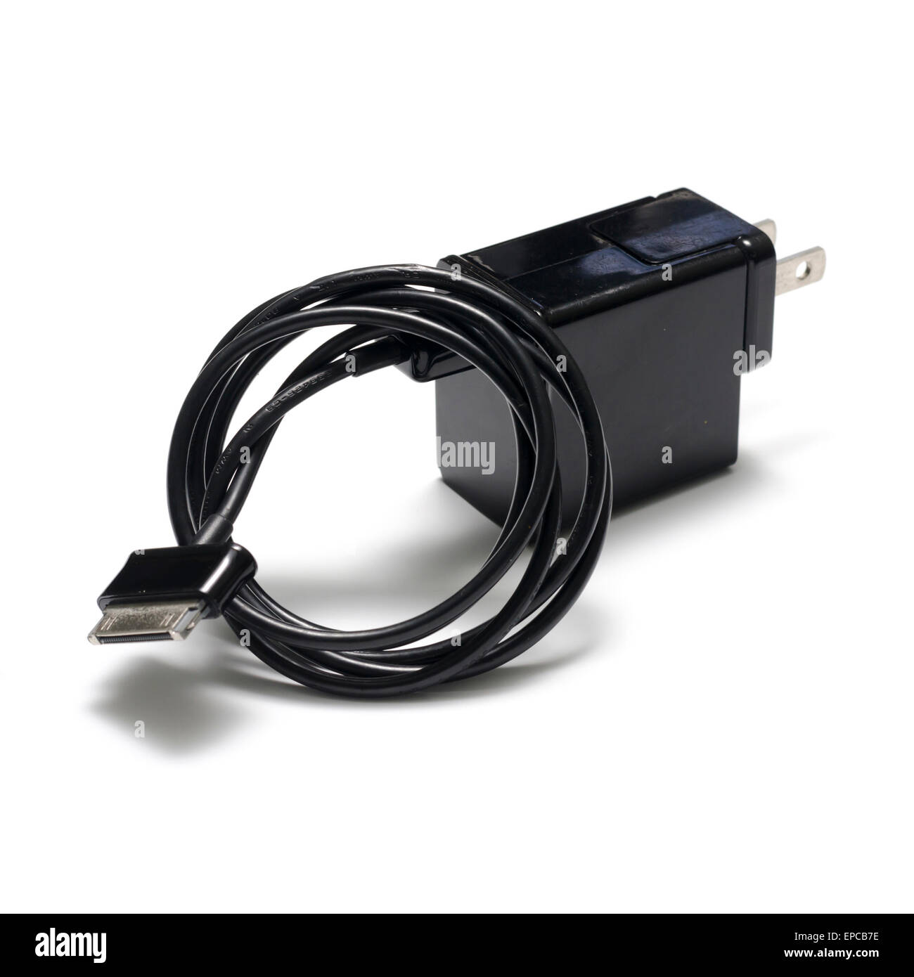 mobile phone charger on a white background Stock Photo - Alamy