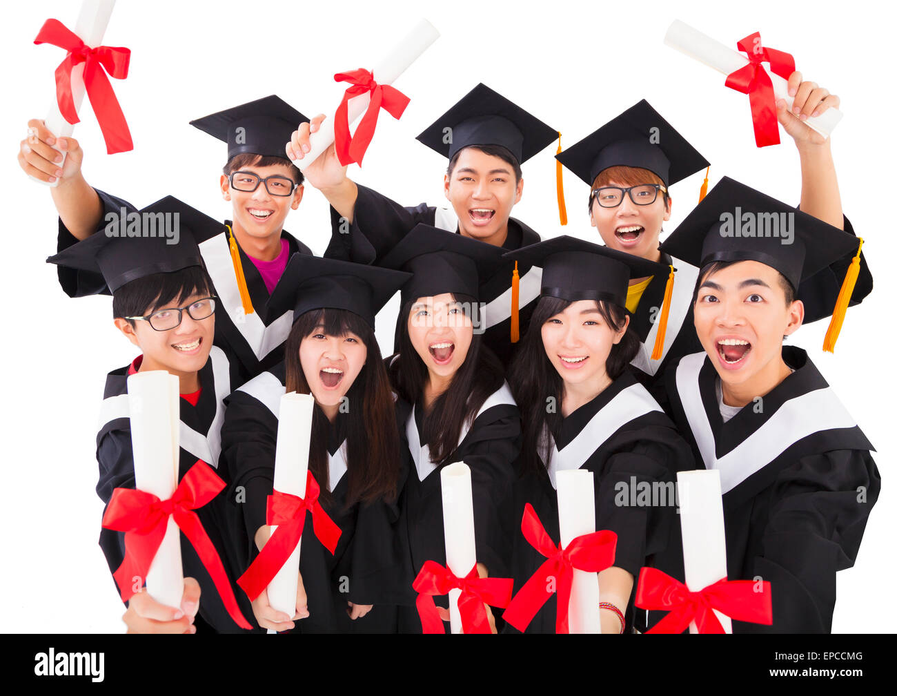 Group Of asian Students Celebrating Graduation Stock Photo - Alamy