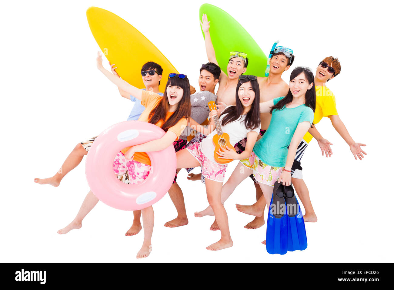 Summer beach happy friends group hi-res stock photography and images ...
