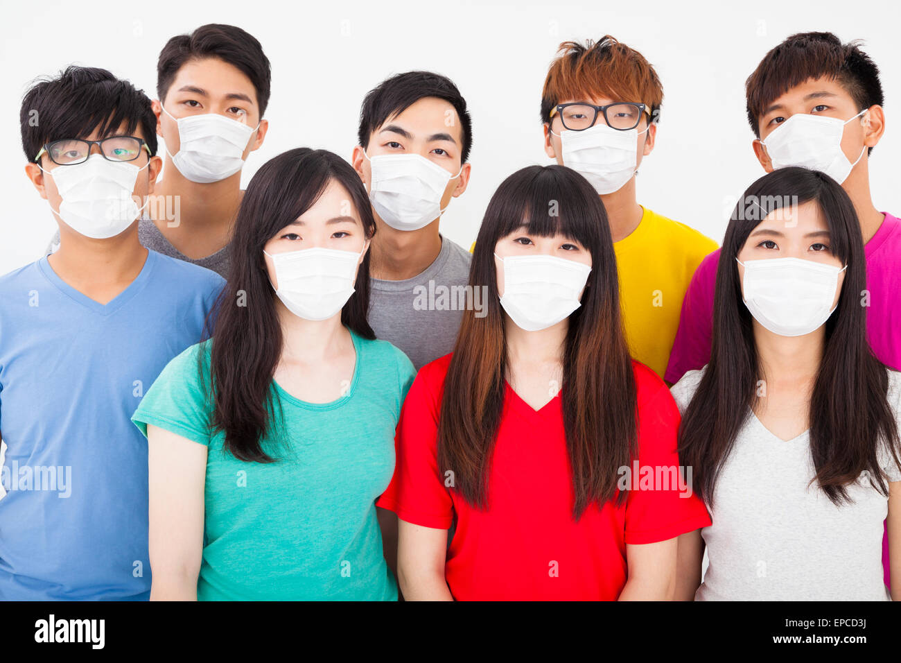 young student group wearing a mask Stock Photo - Alamy