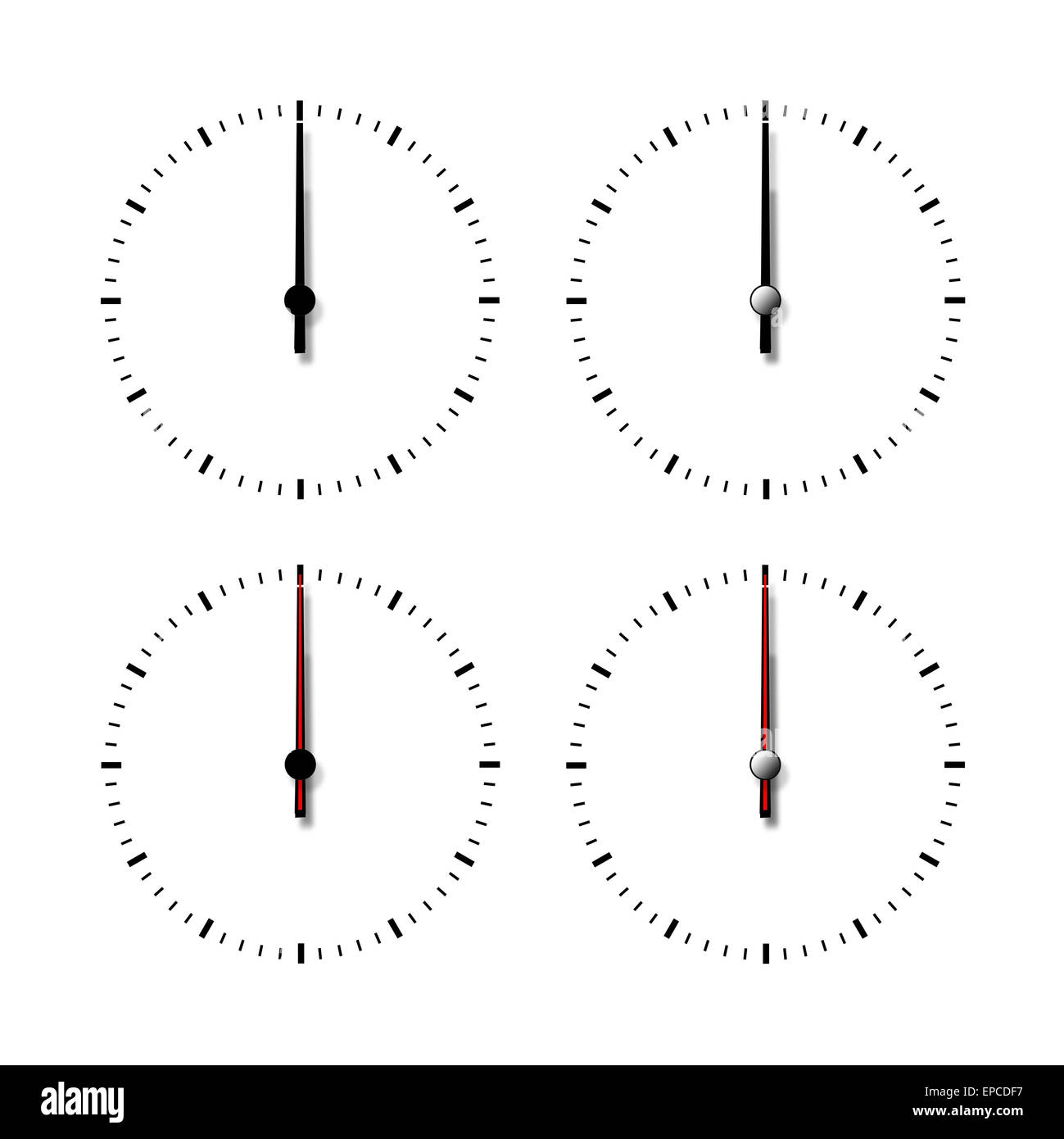 Set of clocks without numbers isolated on white background Stock Photo ...