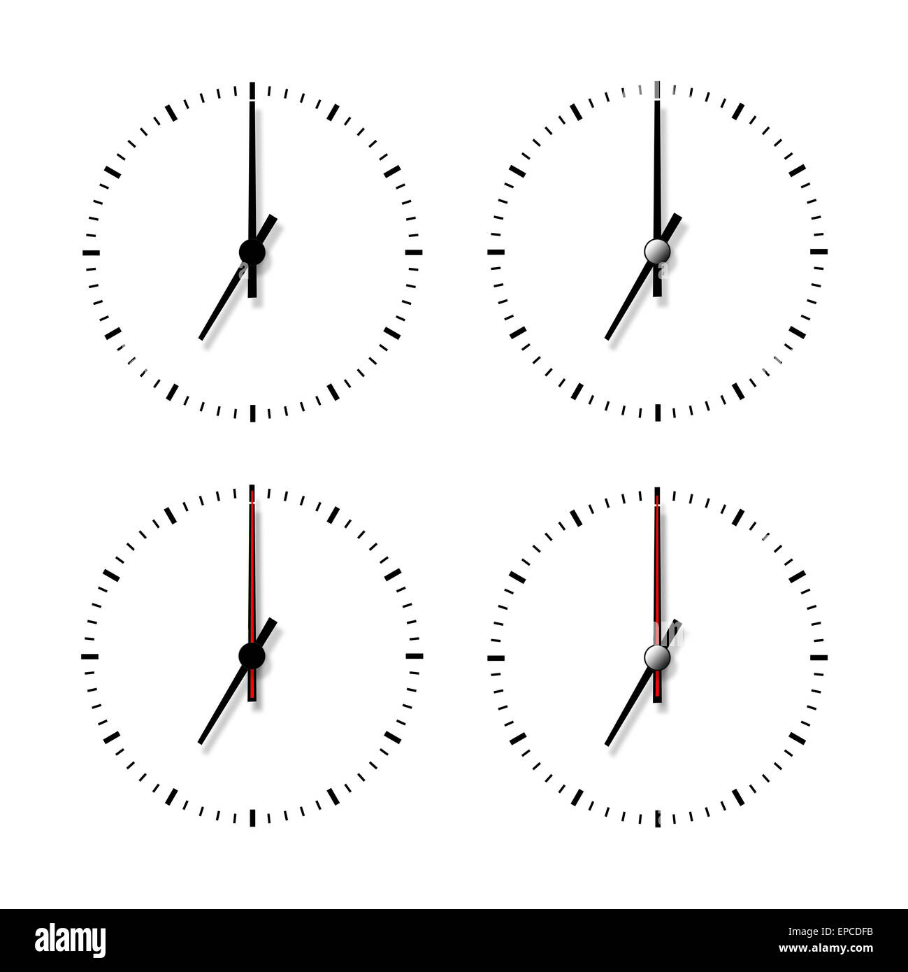 Set of clocks without numbers isolated on white background Stock Photo ...