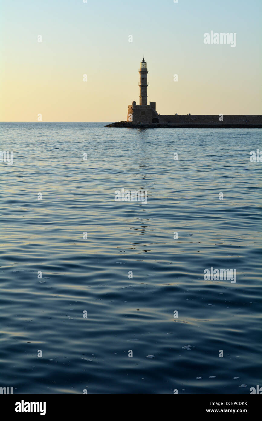 Lighthouse at the harbor in Chania Crete Greece Stock Photo - Alamy