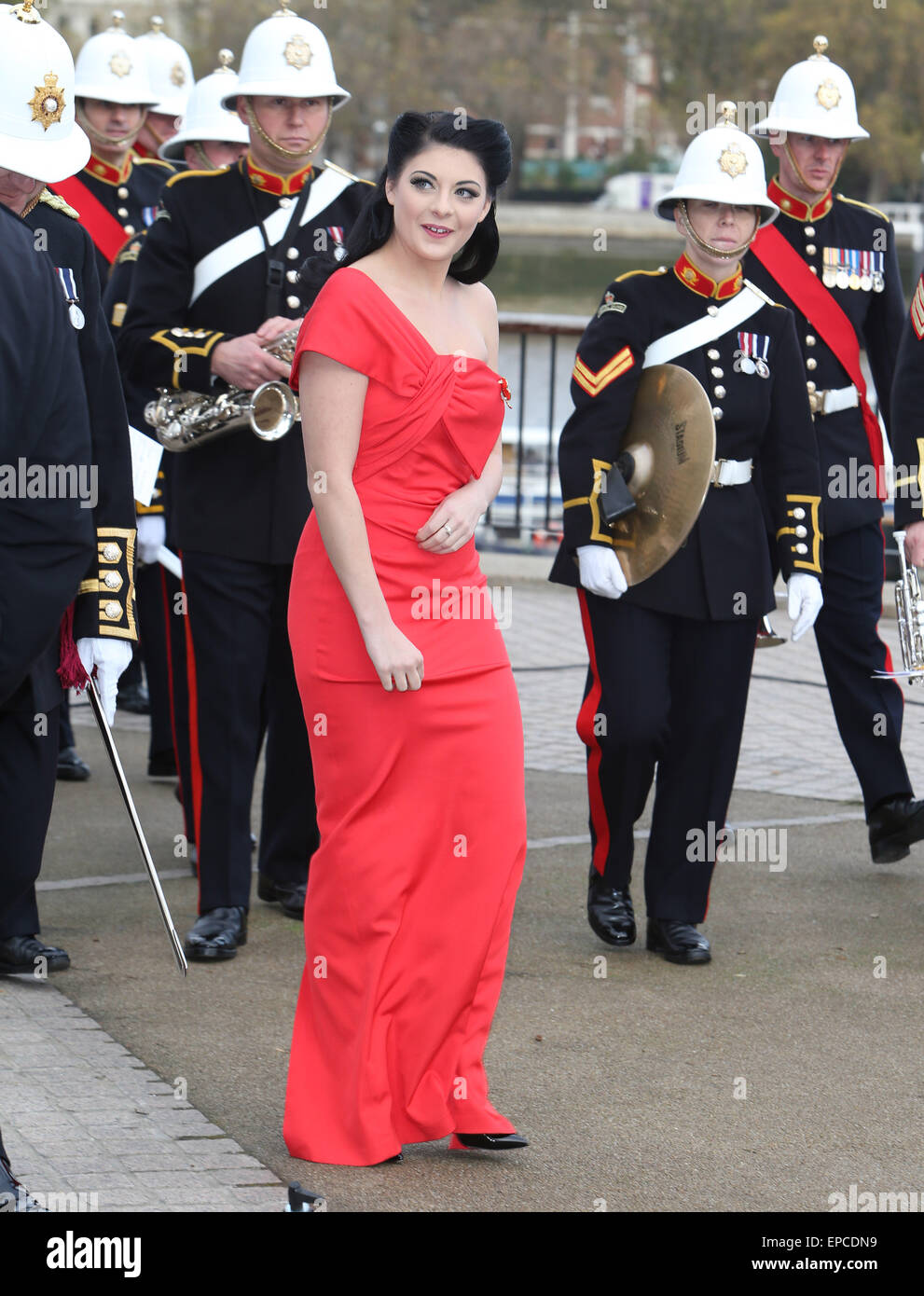 Lucy Kay filming for 'This Morning' on the Southbank outside the ITV ...