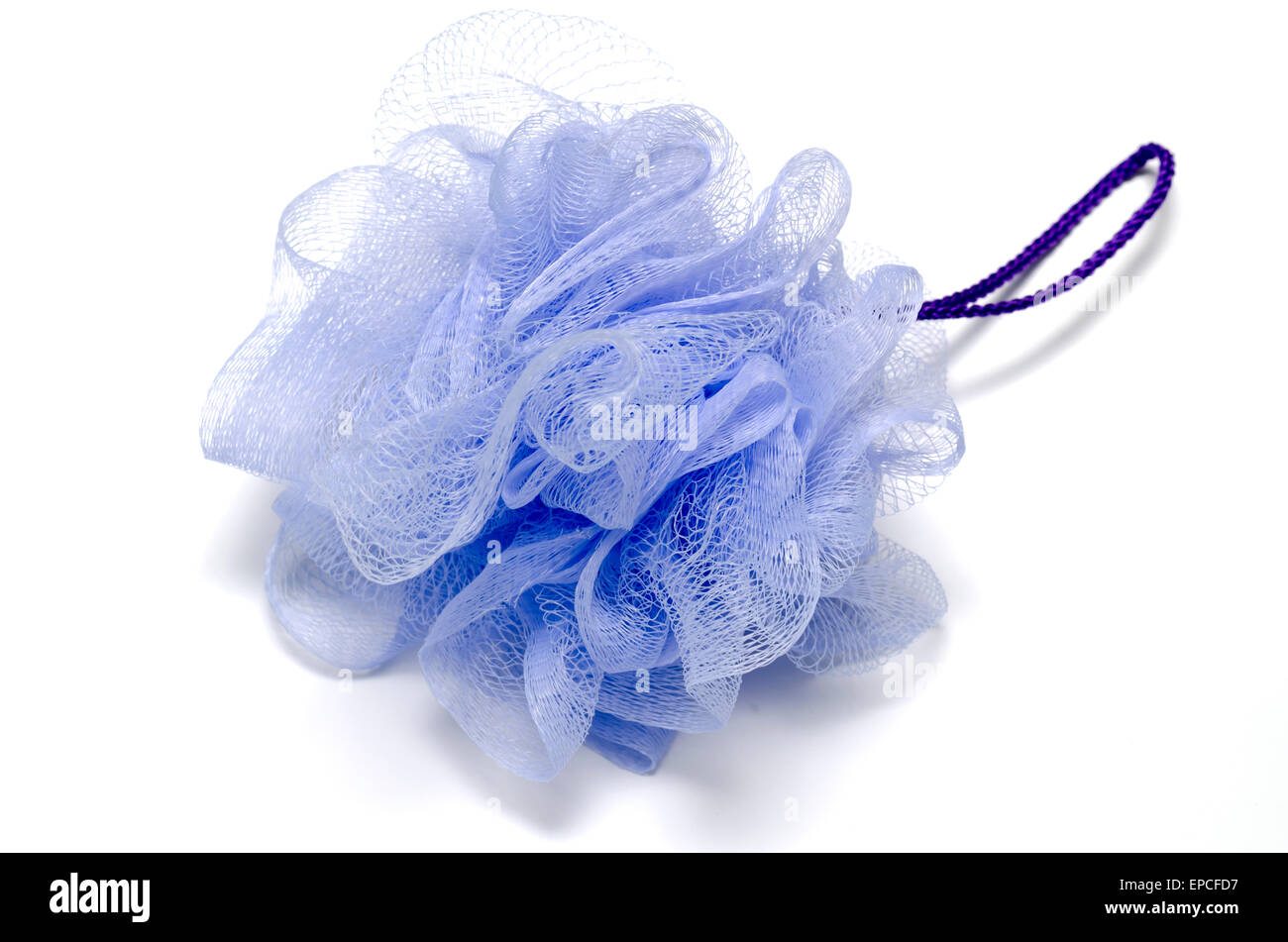 purple bath puff isolated on a white background Stock Photo - Alamy