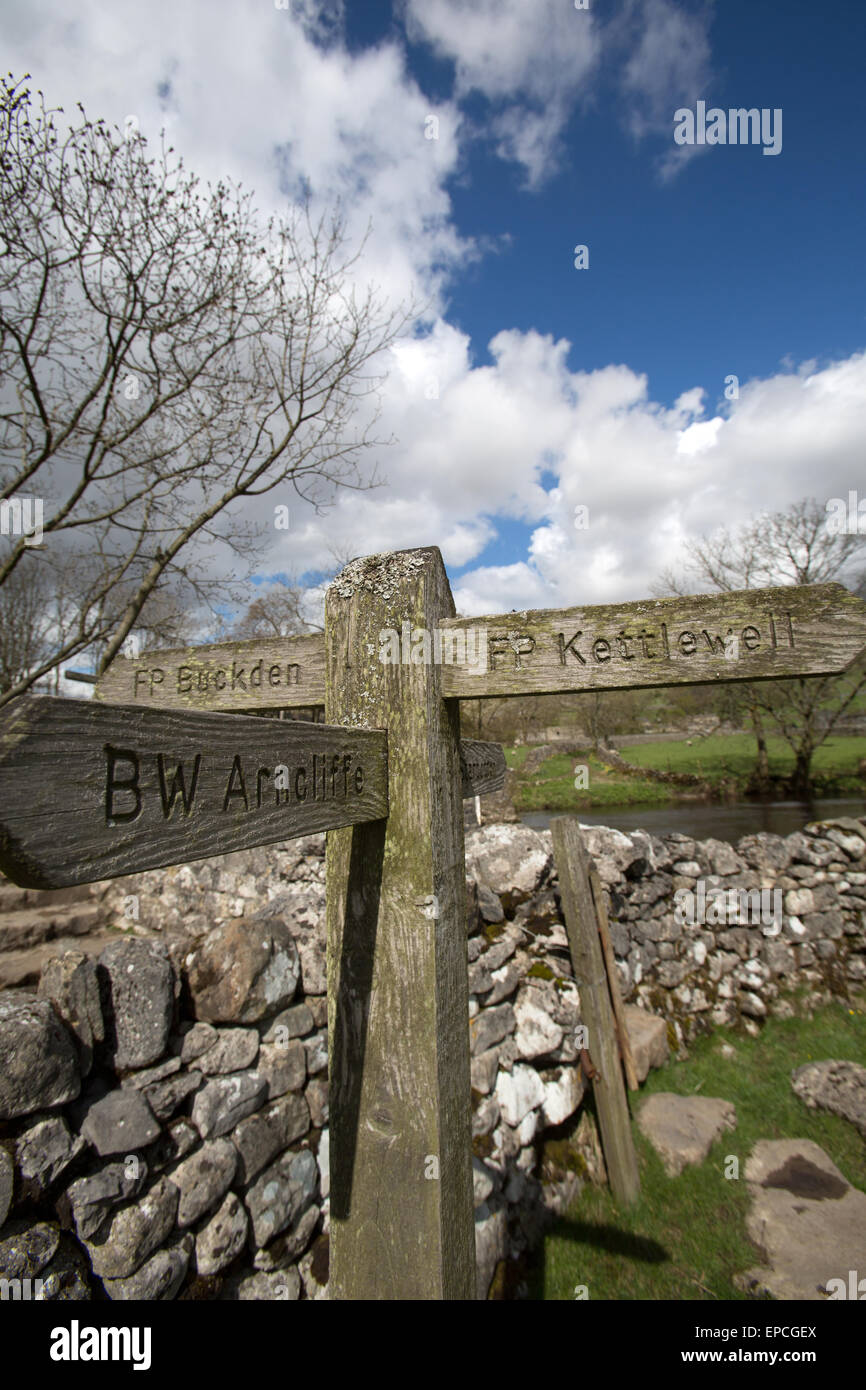 Village of Starbottom, Yorkshire, England. A route direction post ...
