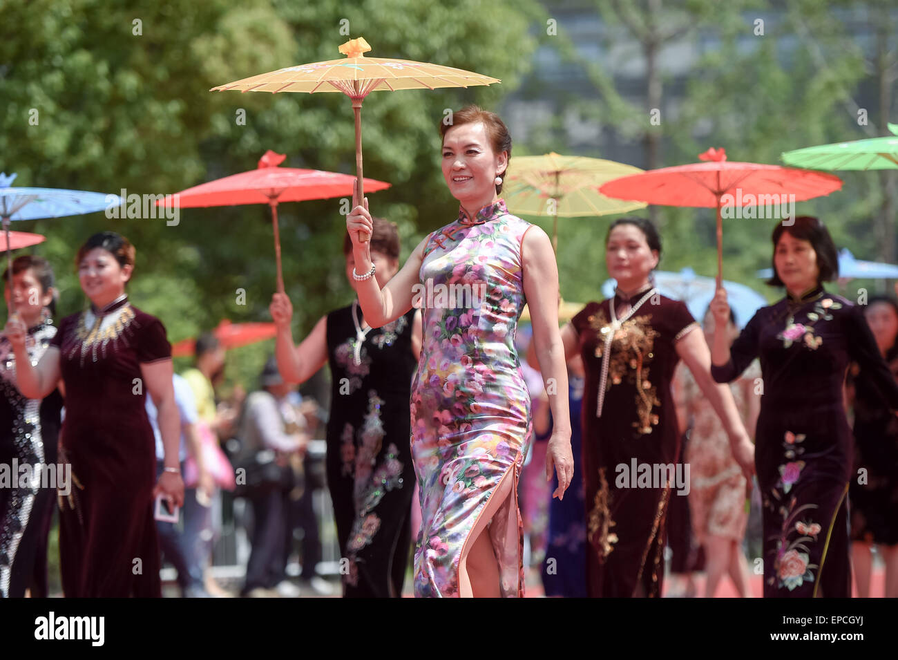 Hefei, China's Anhui Province. 16th May, 2015. Cheongsam lovers present ...