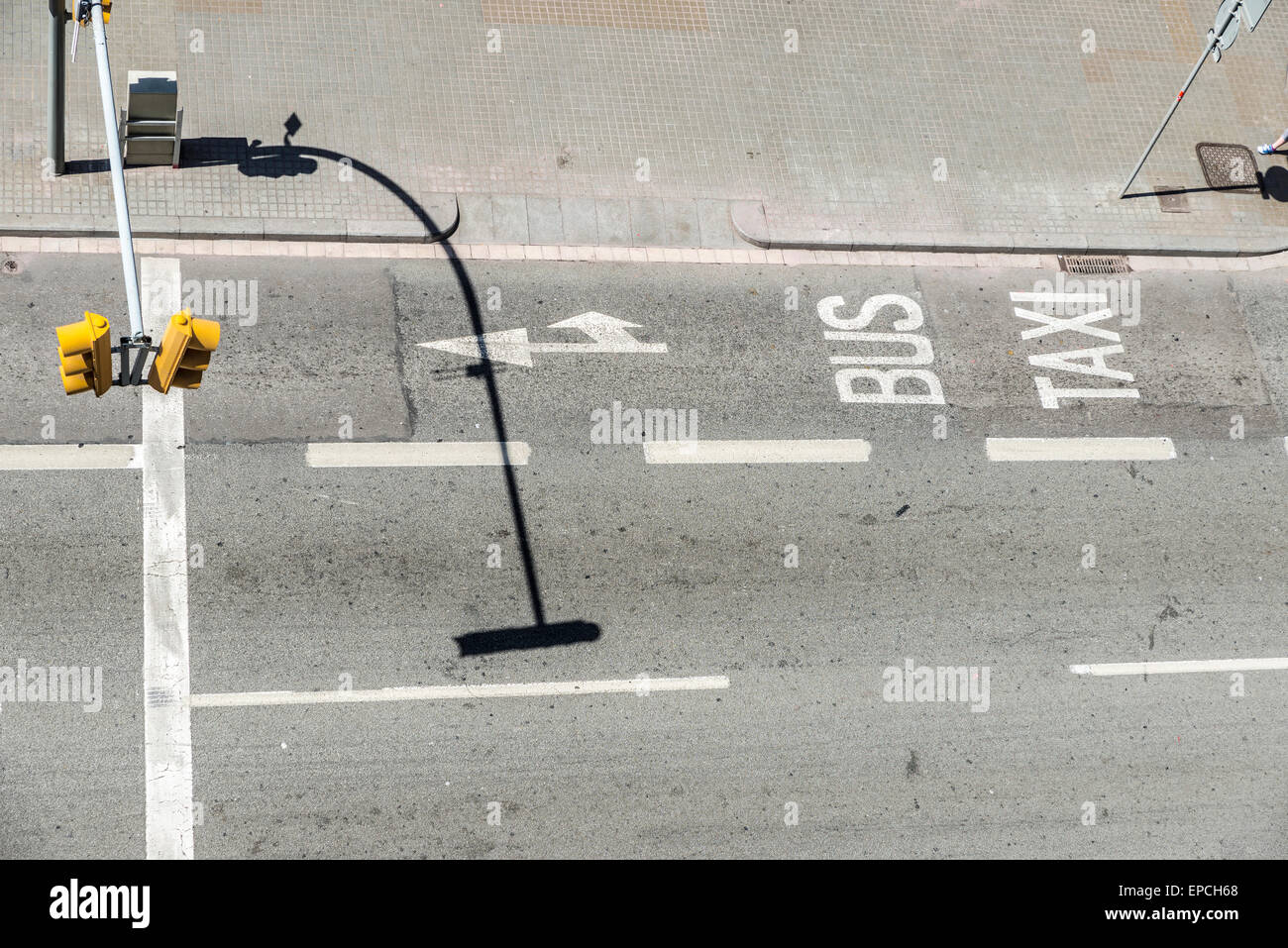 Aerial view of a reserved lane for bus and taxi Stock Photo - Alamy
