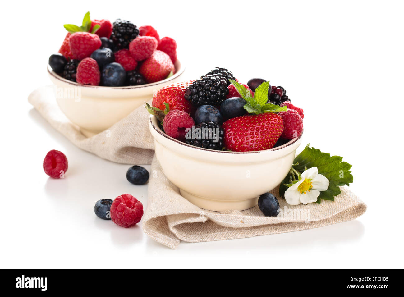 Assorted fruits and mint leaves in bowl Stock Photo - Alamy
