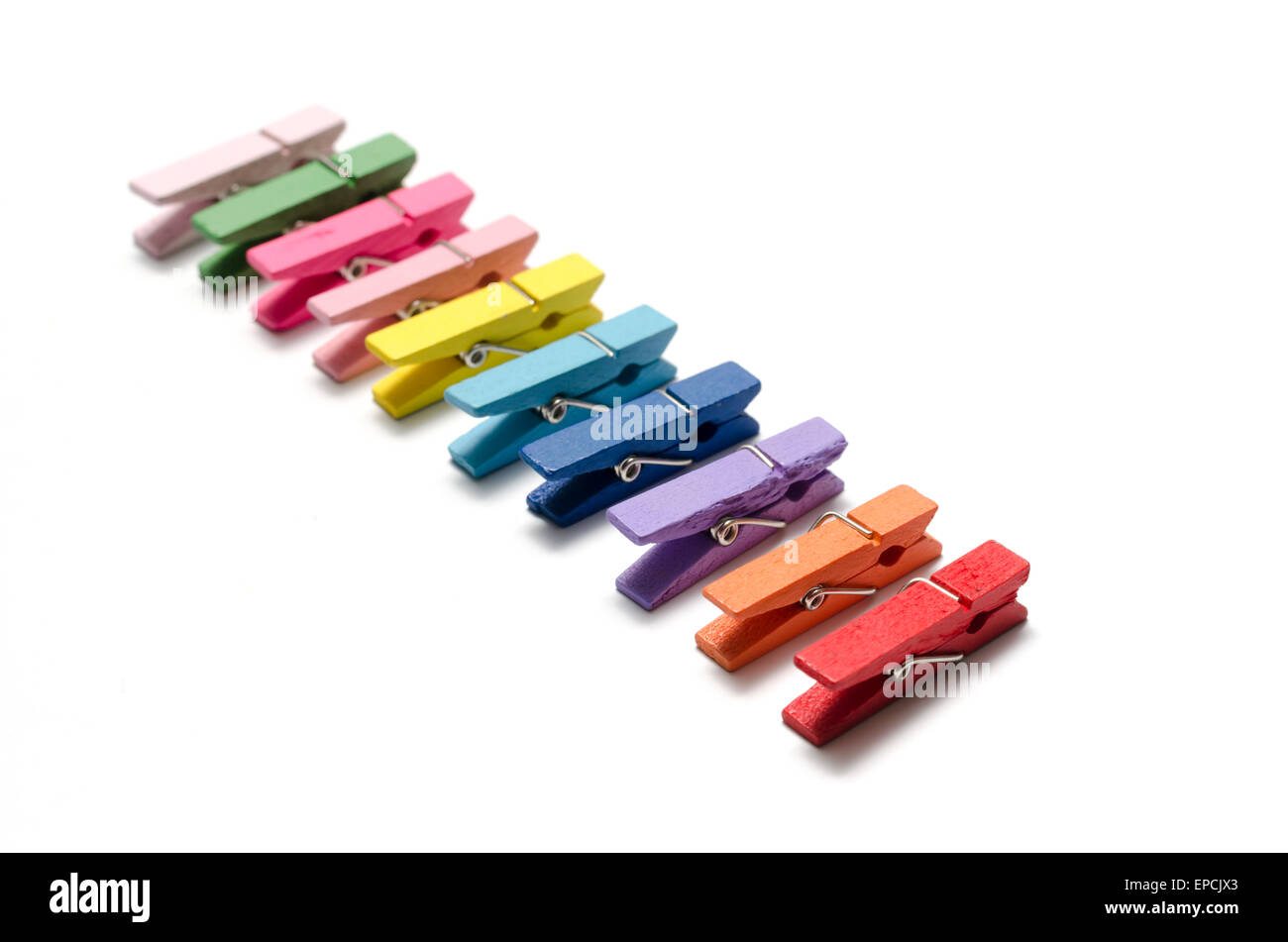 colorful cloth pin on a white background Stock Photo - Alamy