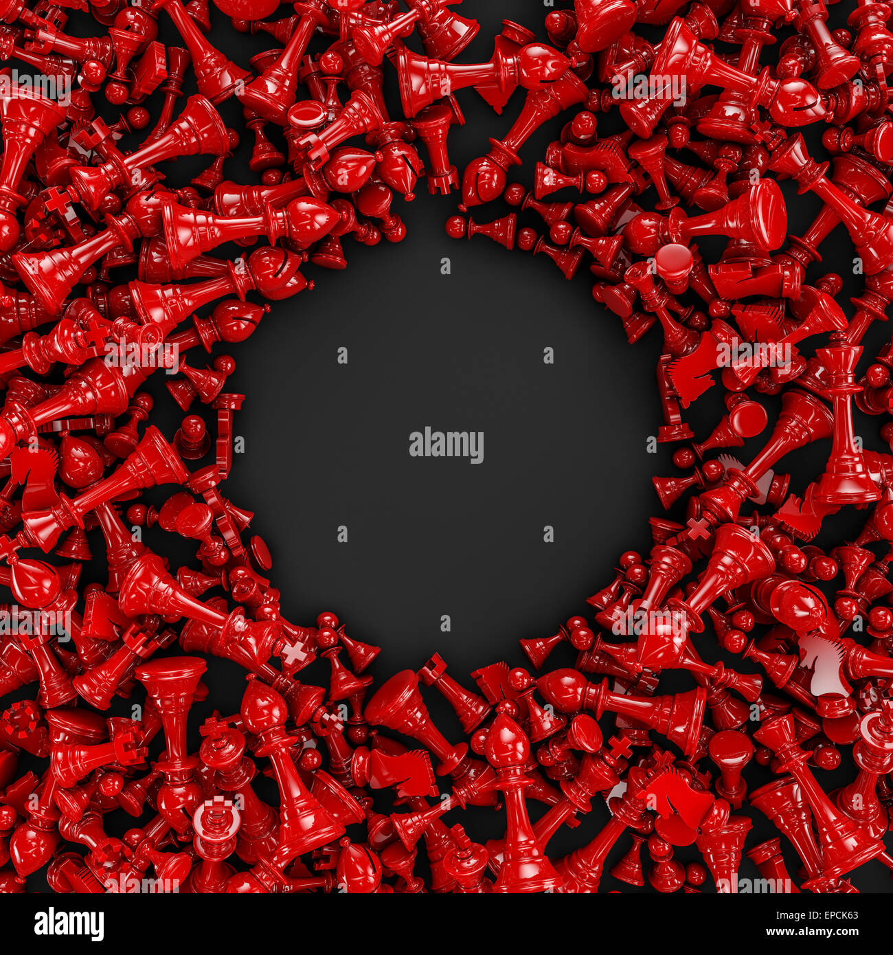 3D render of hundreds of red chess pieces framing copy space Stock ...