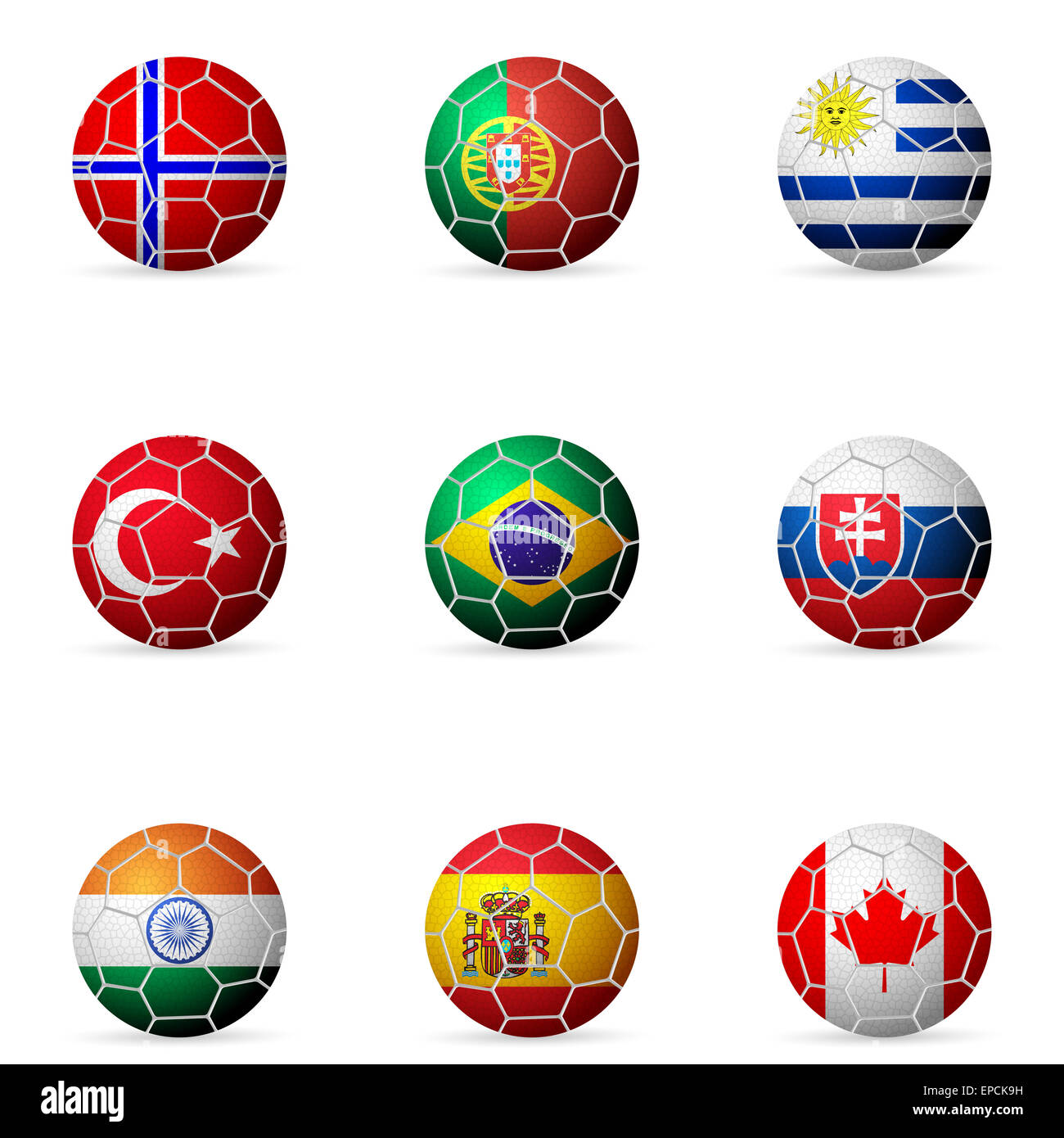 Soccer ball flag on a white background Stock Photo - Alamy