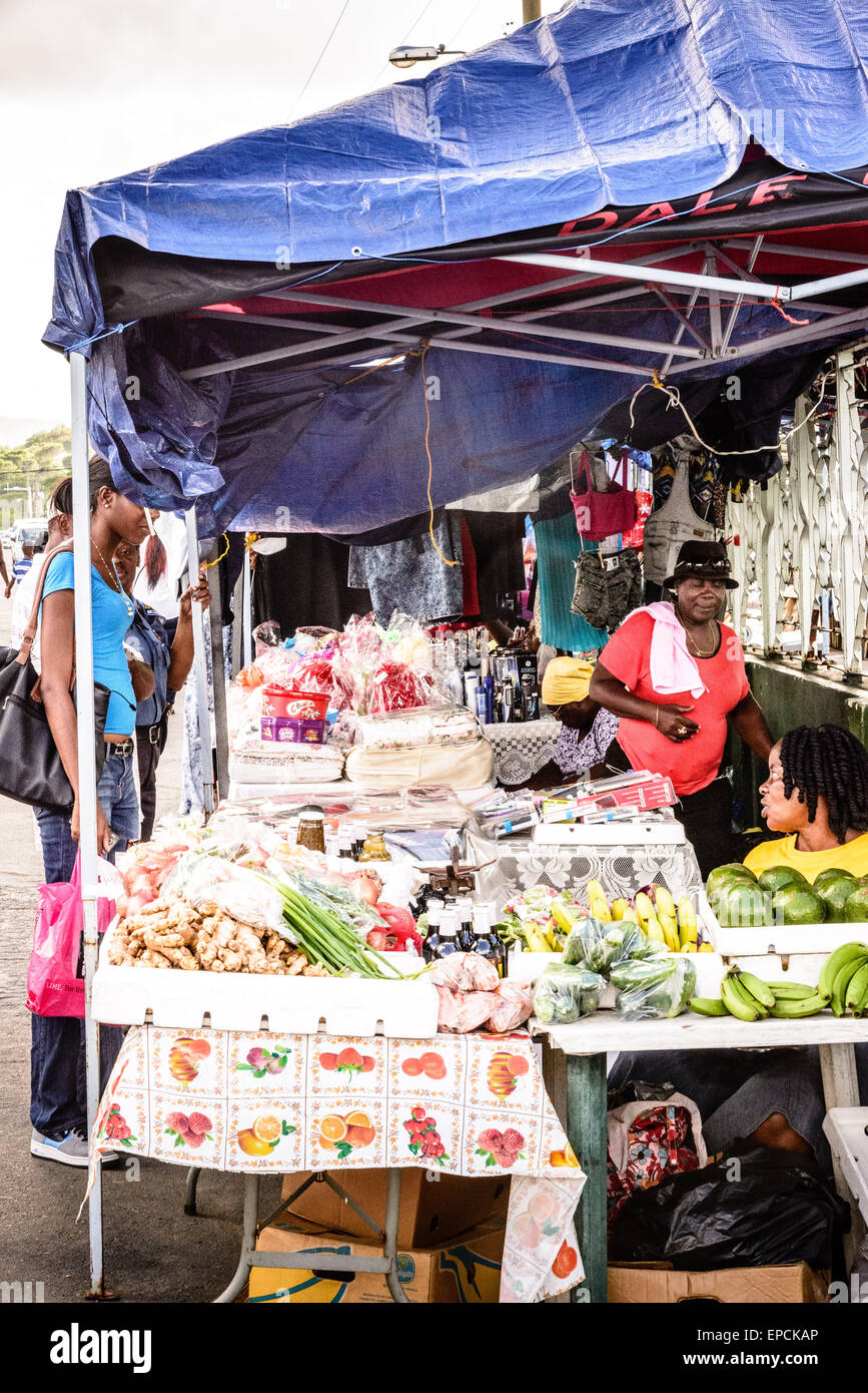Trader Stall, Market Street, Saint John's, Antigua Stock Photo - Alamy